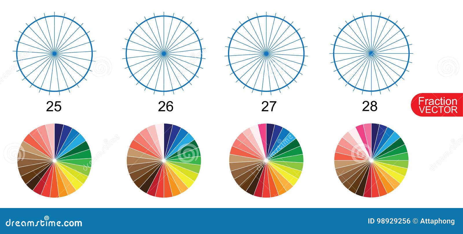 Fraction Pie Clip Art For Education On White Background Vector ...