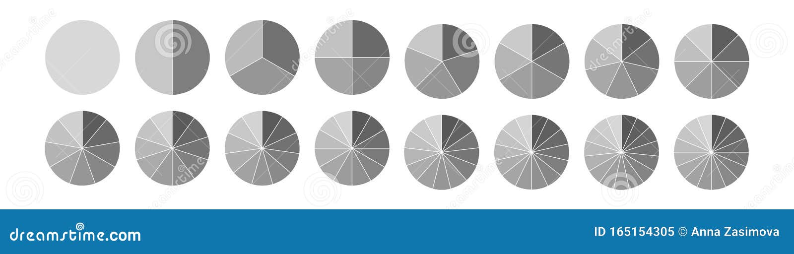 Fraction. Segmented Circles Set Isolated On A White Background.Big Set ... Fraction. Segmented Circles Set Isolated On A White Background.Big Set ...
