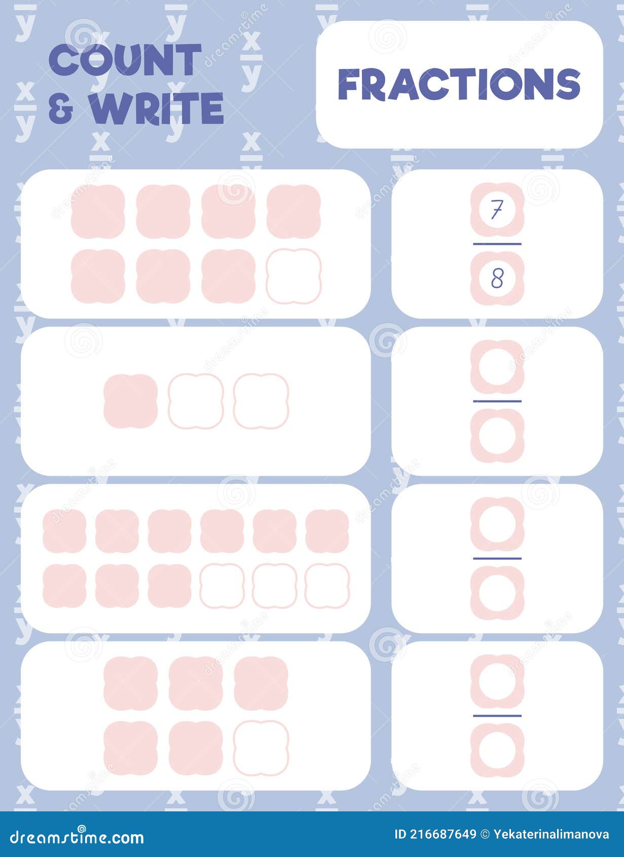 Fractions Worksheet, Fraction Review, Fraction Practice, Educational ...