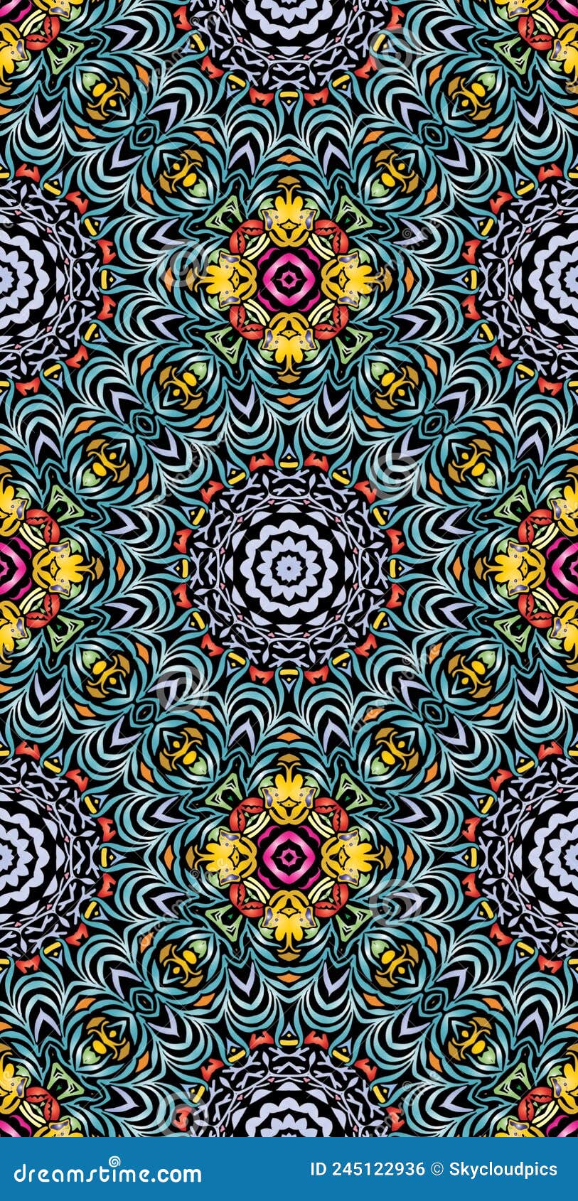Fractodome Colorful Seamless Fractal Patterns Stock Illustration ...