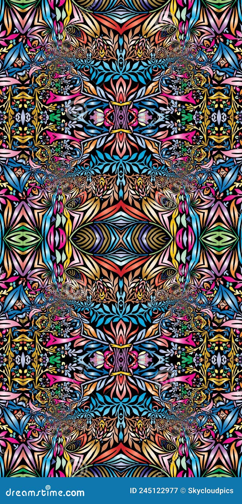 Fractodome Colorful Seamless Fractal Patterns Stock Illustration ...