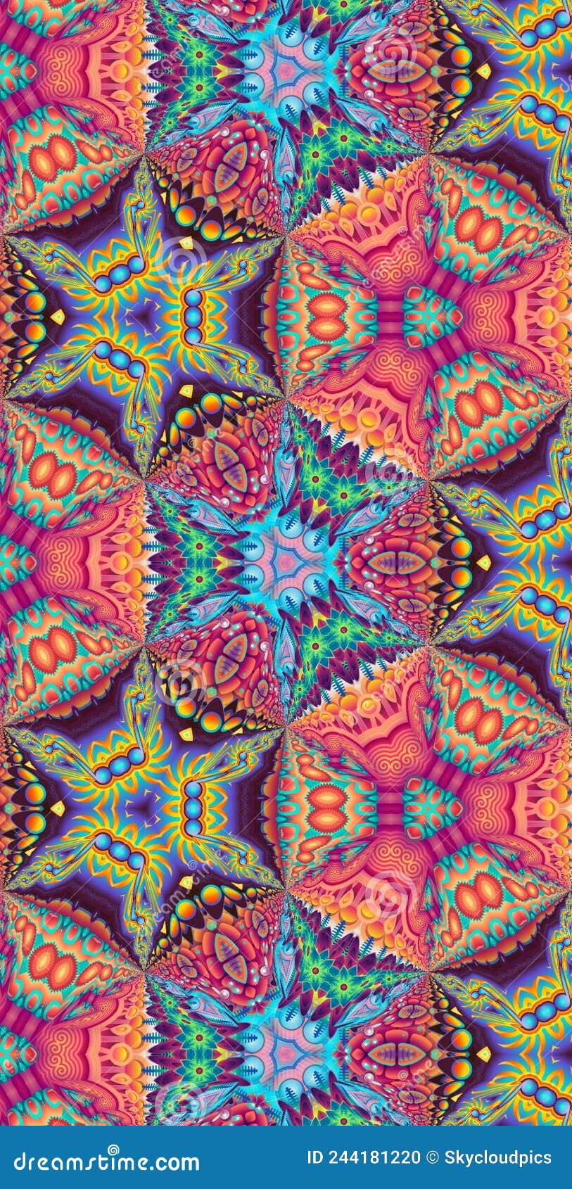 Fractodome Colorful Seamless Fractal Patterns Stock Illustration ...