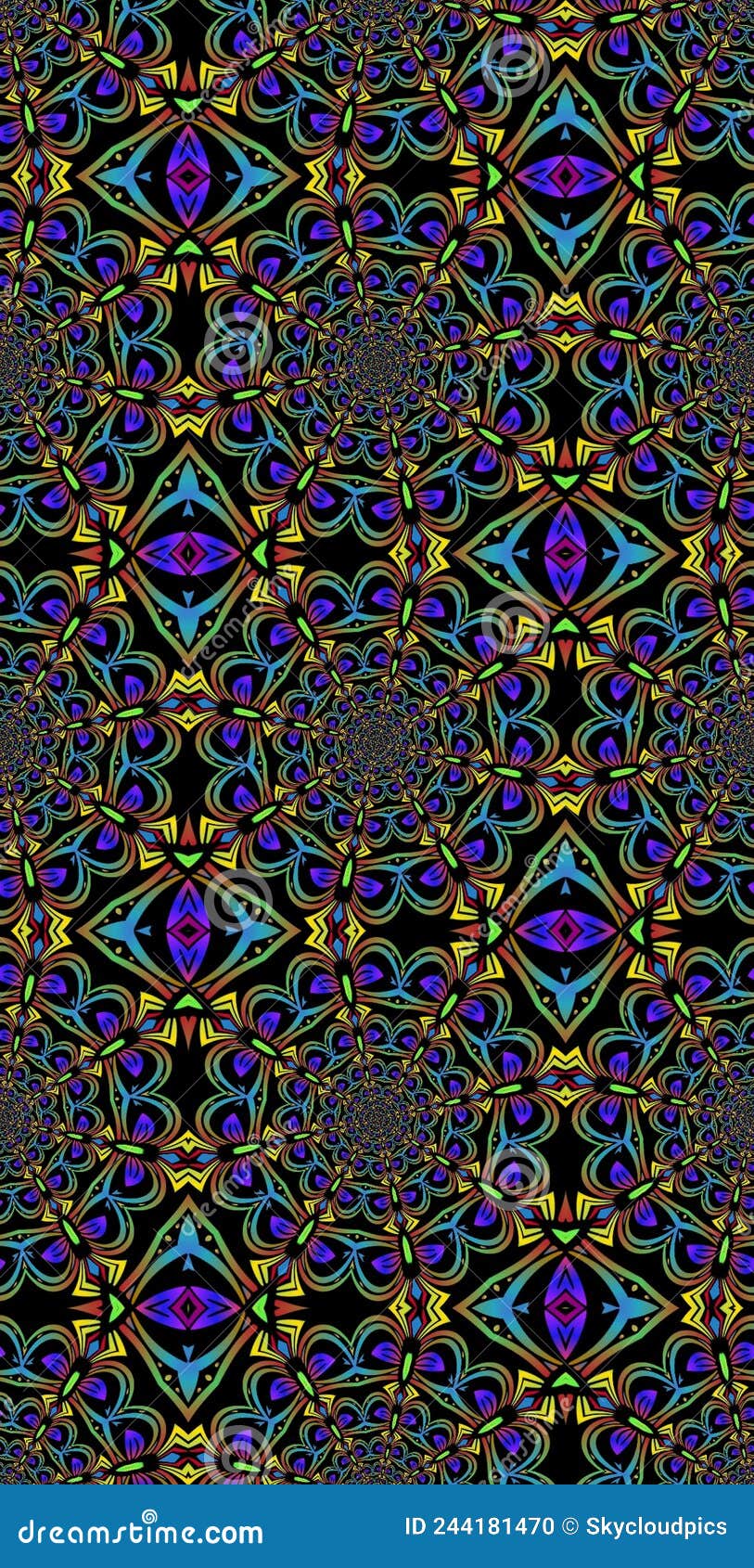Fractodome Colorful Seamless Fractal Patterns Stock Illustration ...