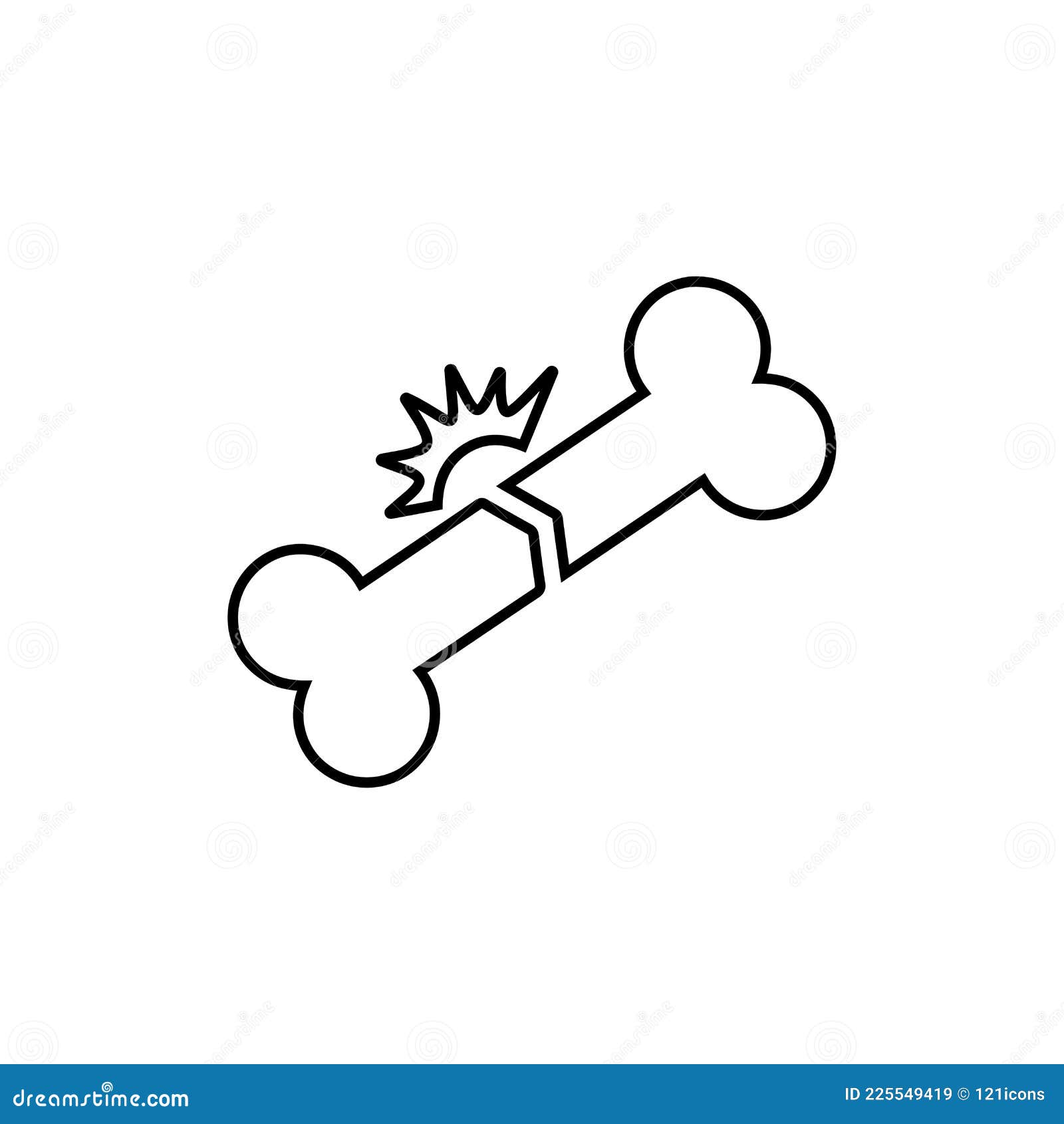 Fracture Broken Bone Crack Bone Icon. Simple Line Outline Vector ...