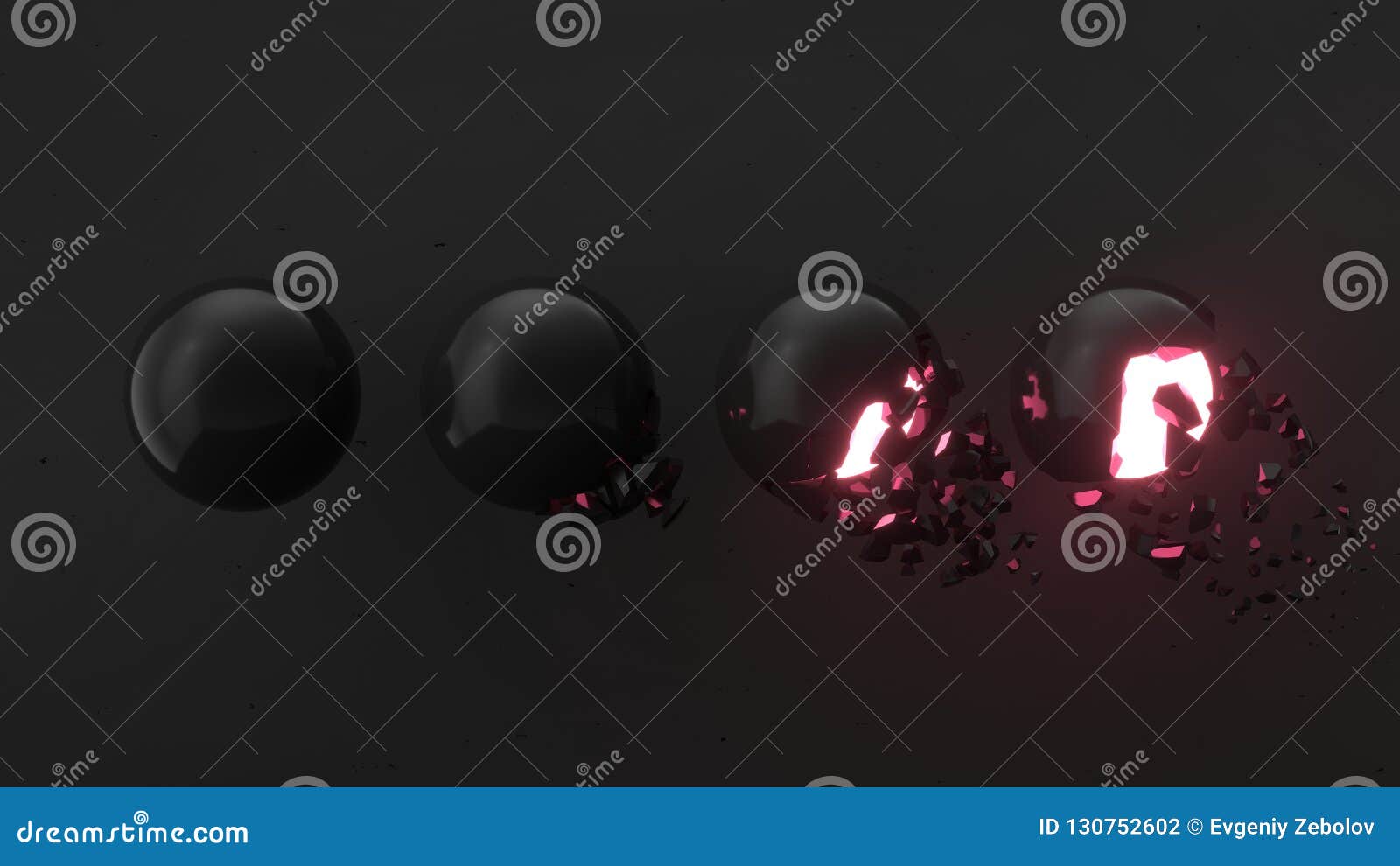 Fractured Black Sphere with Red Glow Stock Illustration - Illustration ...