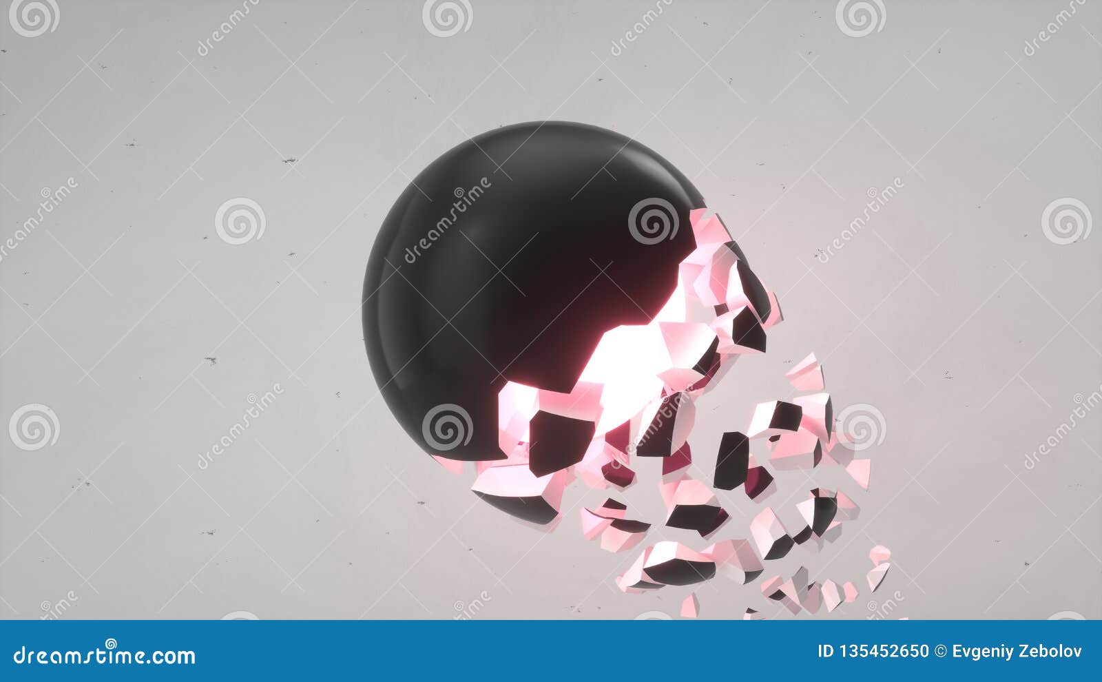 Fractured Black Sphere with Red Glow Stock Illustration - Illustration ...