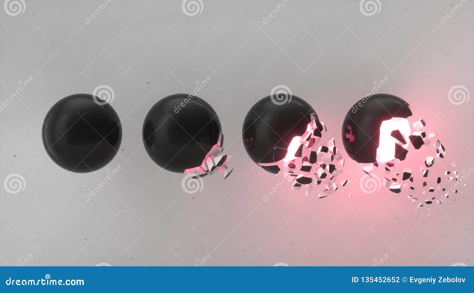 Fractured Black Sphere with Red Glow Stock Illustration - Illustration ...