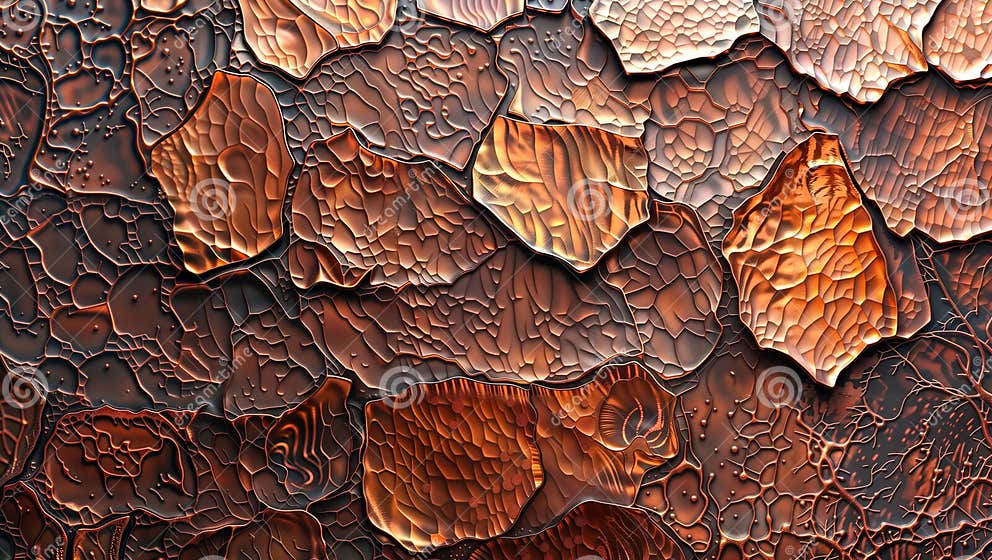 Fractured Copper Surface with Complex, Layered Patterns, Generative Ai ...