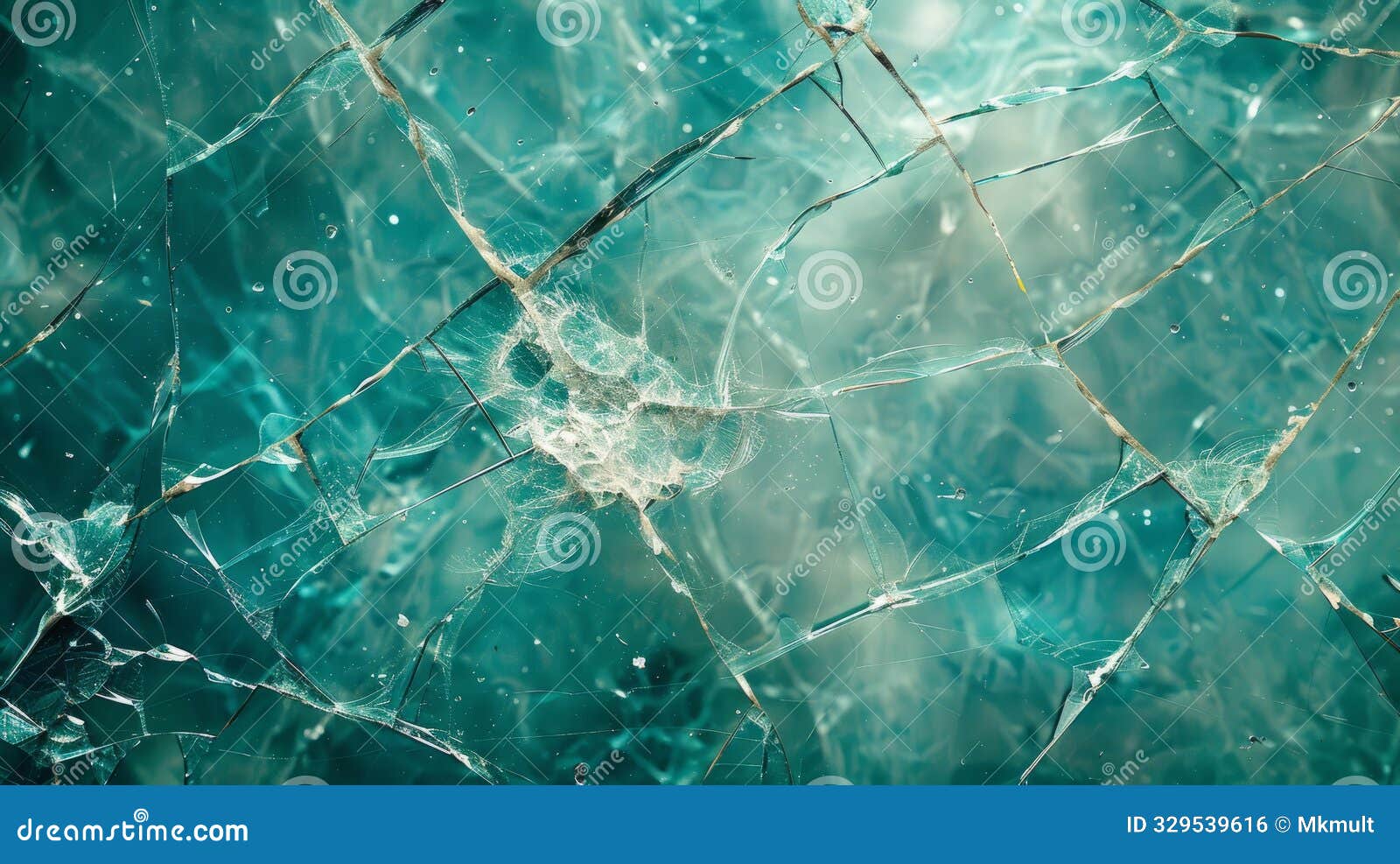 Fractured Cracked Shattered Glass Texture with Turquoise and White Hues ...