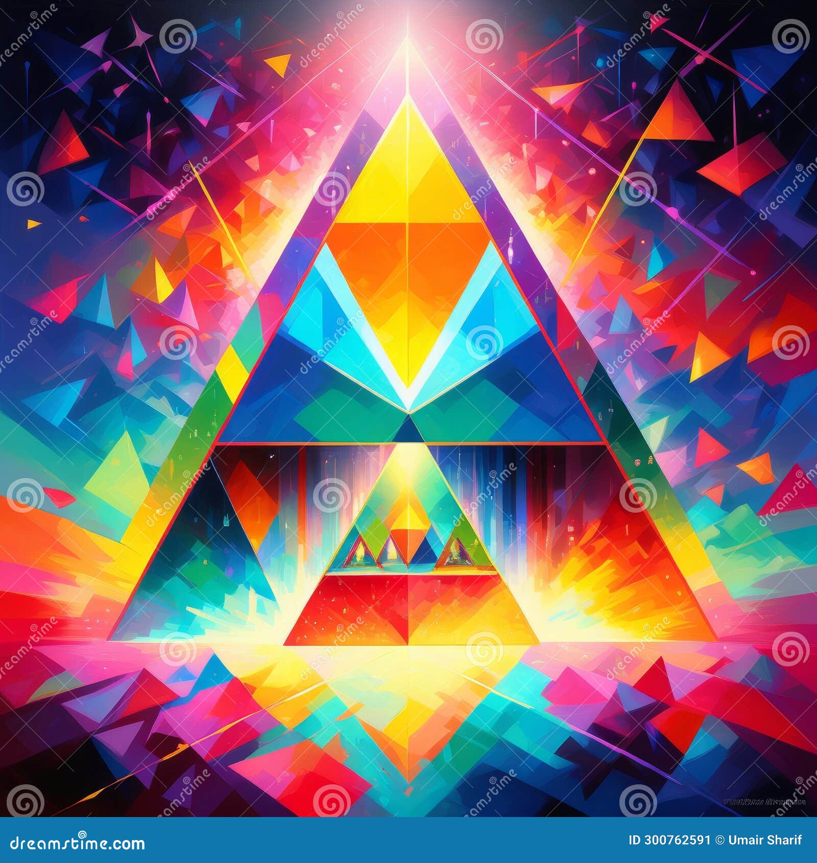 Fractured Dimensions: a Neon Escapade in Tessellating Triangles Stock ...