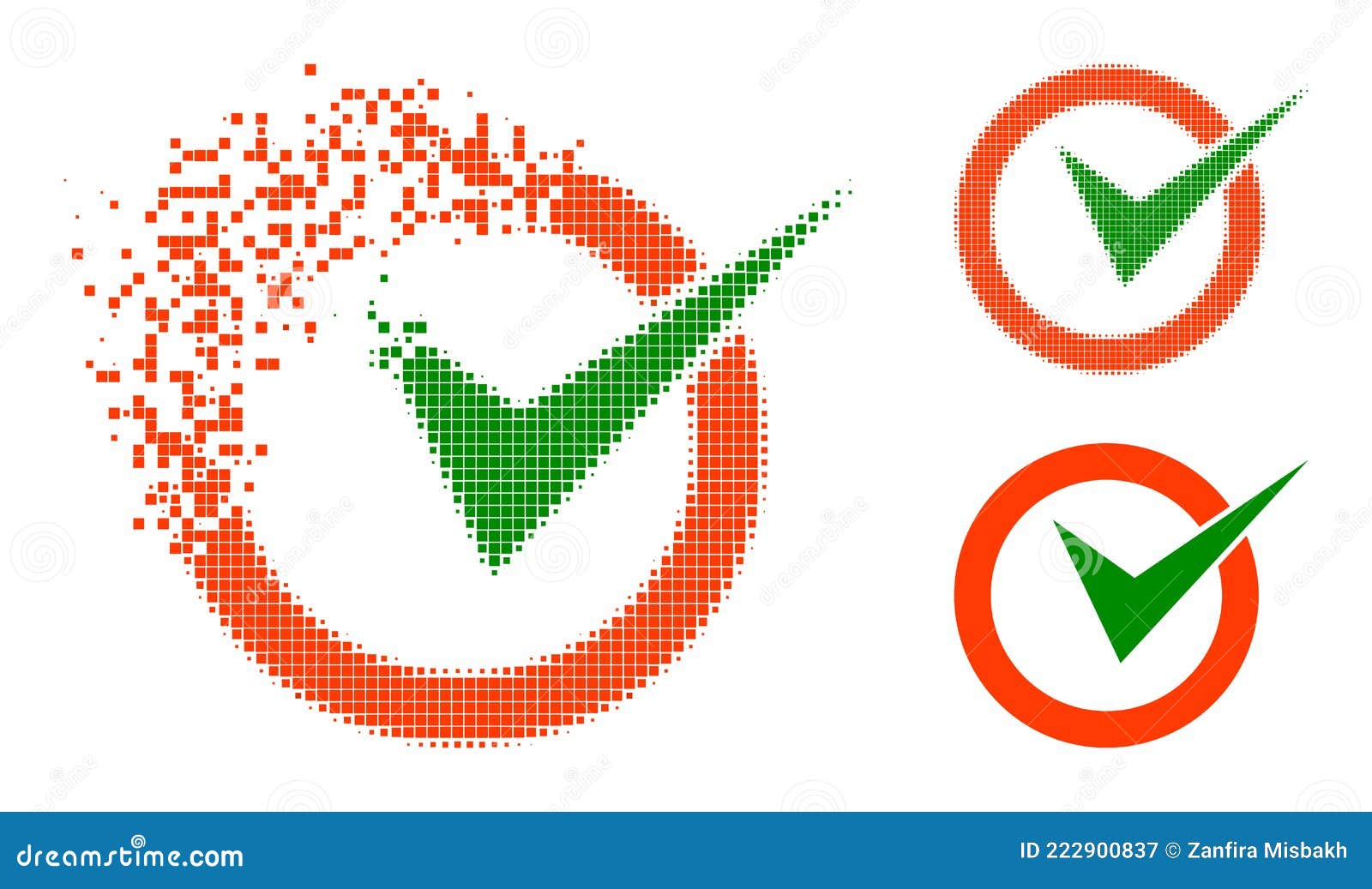 Fractured Dot Checkbox Circle Glyph with Halftone Version Stock Vector ...