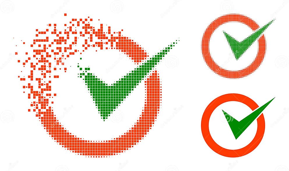 Fractured Dot Checkbox Circle Glyph with Halftone Version Stock Vector ...