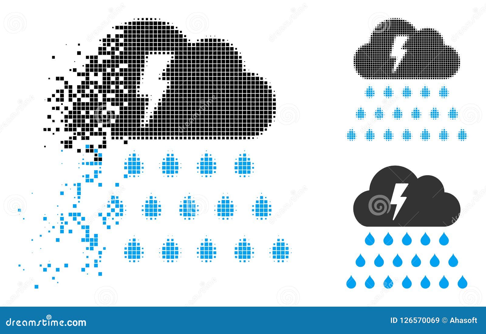 Fractured Dot Halftone Thunderstorm Rain Cloud Icon Stock Vector ... Fractured Dot Halftone Thunderstorm Rain Cloud Icon Stock Vector ...