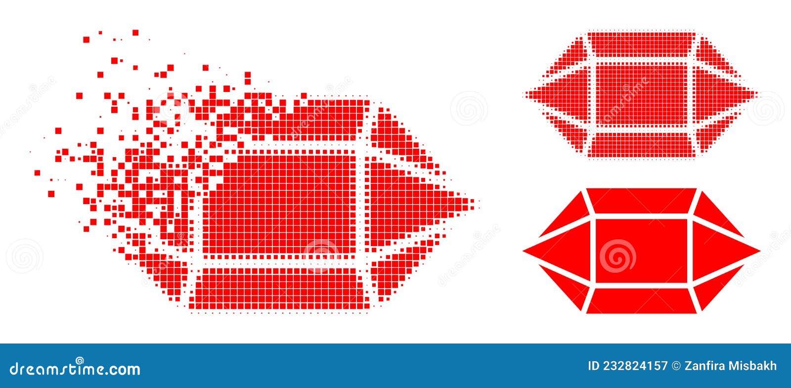 Fractured Dot Ruby Crystal Icon with Halftone Version Stock Vector ...