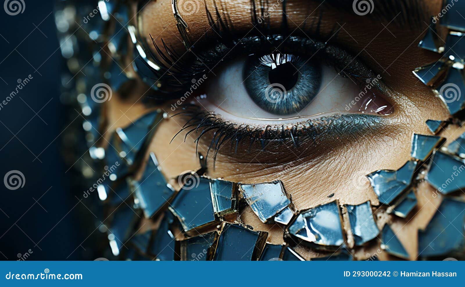 A Fractured Face with Shattered Mirror, Puzzle of Sharp, Distorted ...