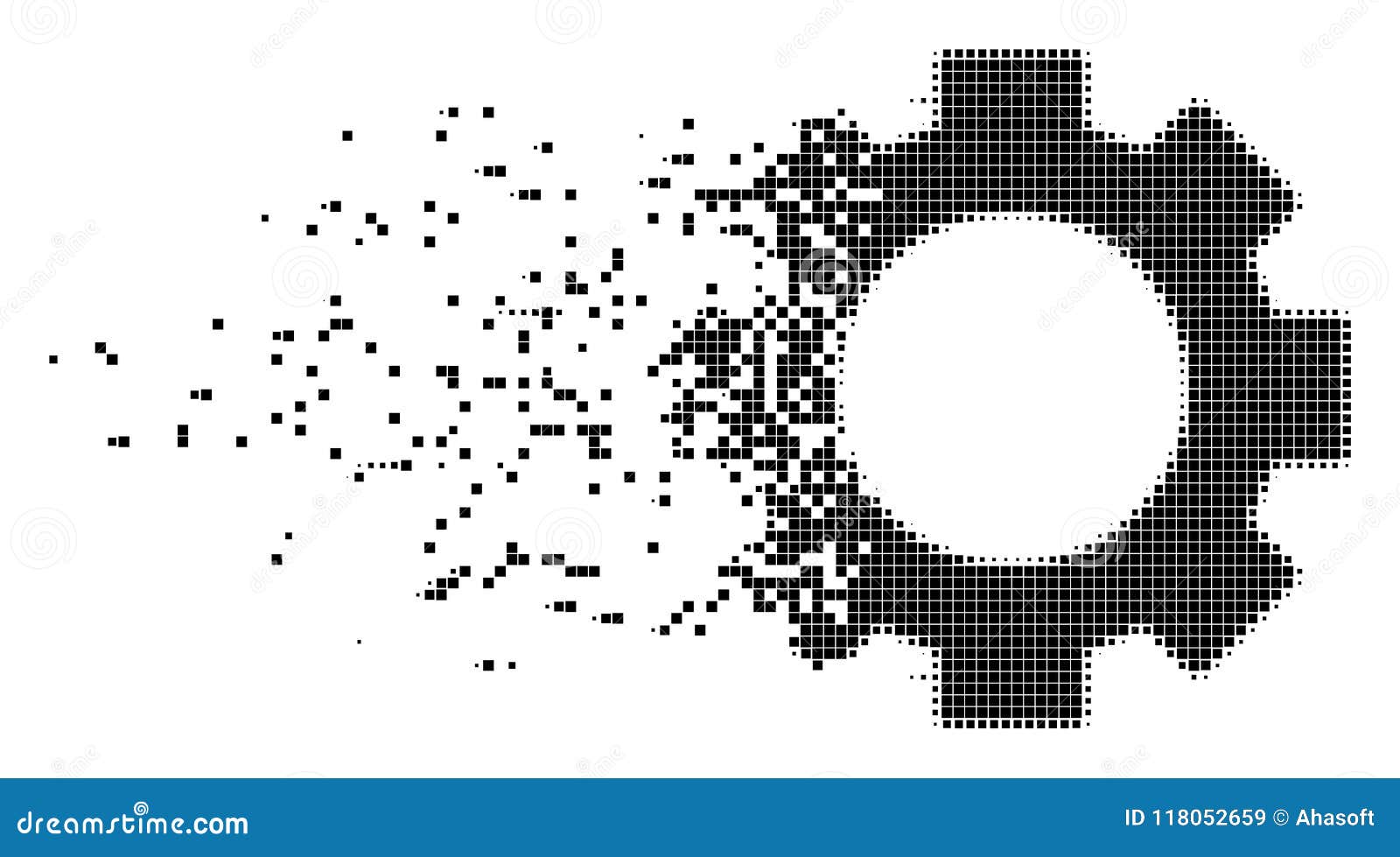 Disintegrating Pixel Halftone Gear Integration Icon Vector Illustration ... Disintegrating Pixel Halftone Gear Integration Icon Vector Illustration ...