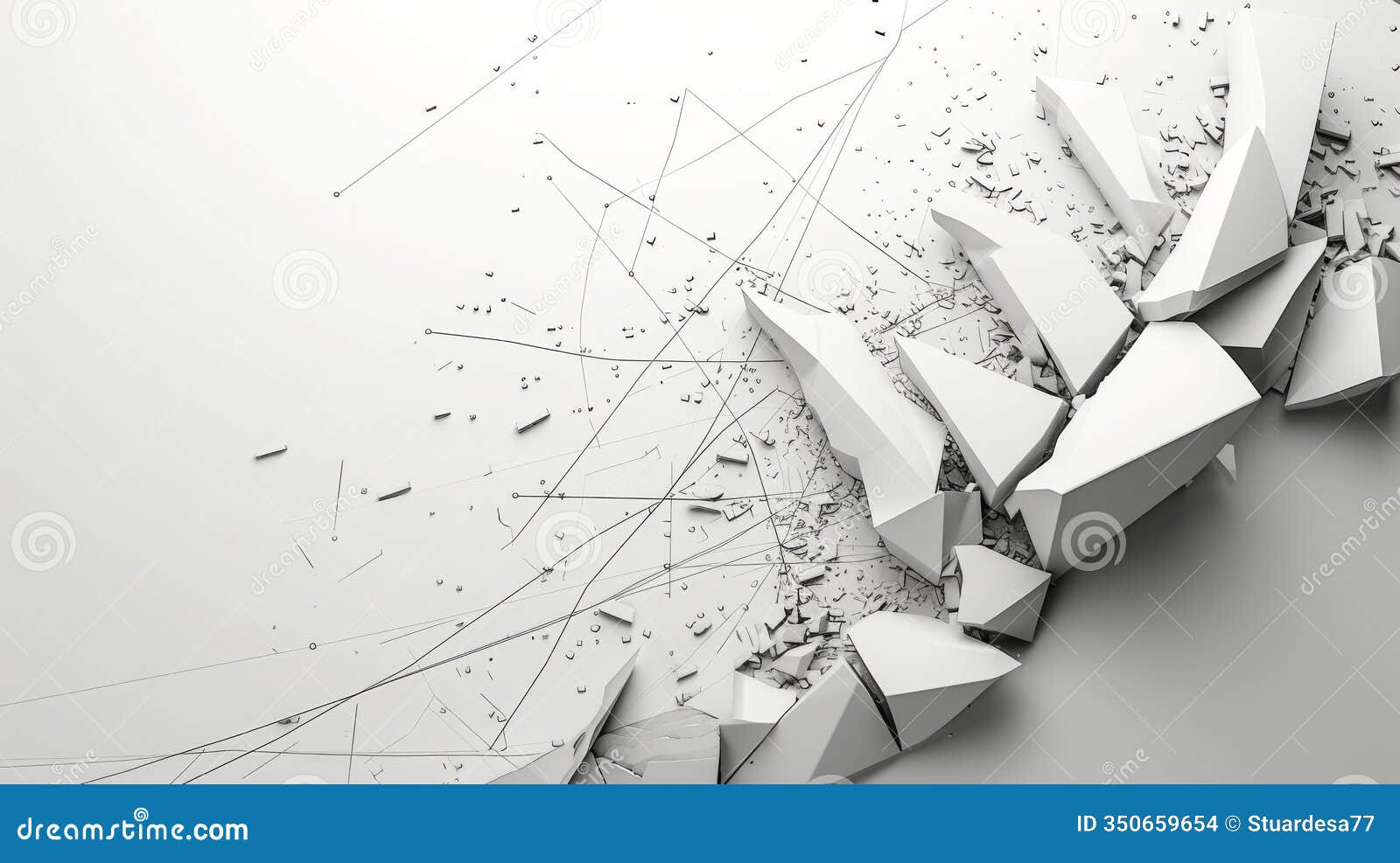 Fractured Geometry in Minimalist 3D Render Stock Illustration ...