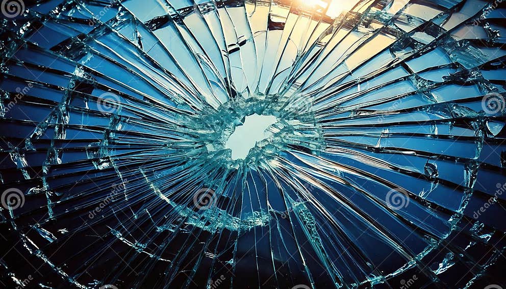 Fractured Glass Surface Reflecting Sunlight in an Artistic Perspective ...