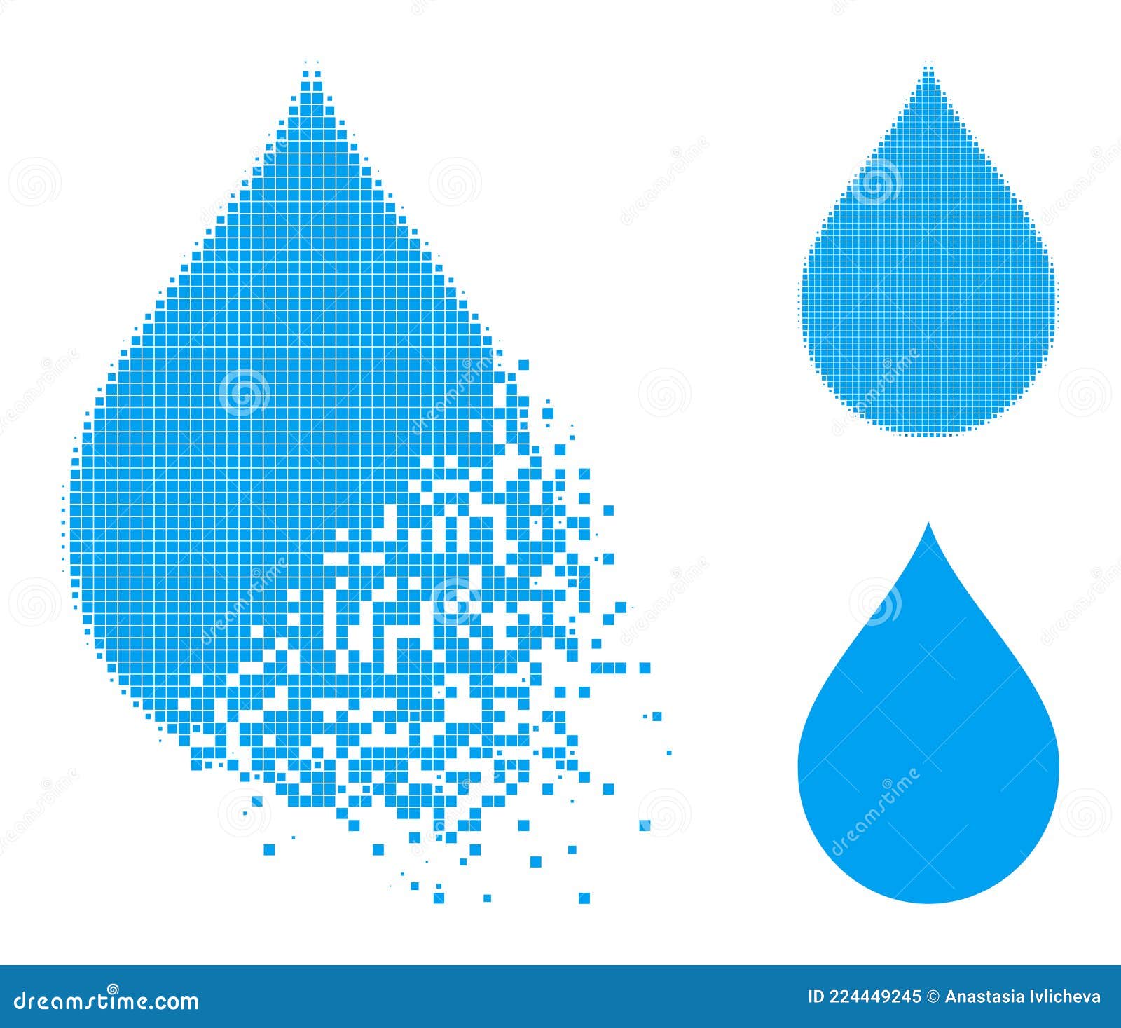 Fractured and Halftone Pixelated Drop Icon Stock Vector - Illustration ...