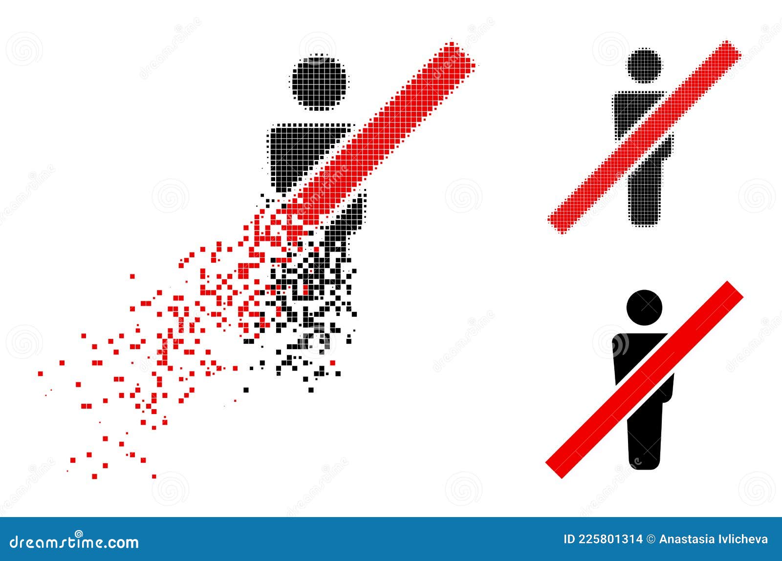 Fractured and Halftone Pixelated Remove Man Icon Stock Vector ...