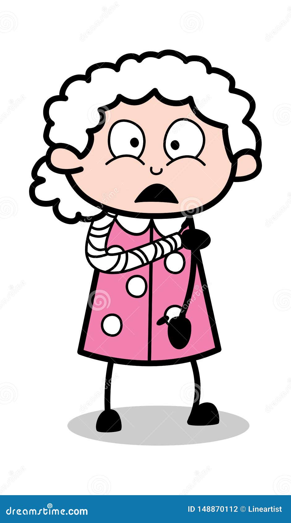 Fractured Hand - Old Cartoon Granny Vector Illustration Stock ...