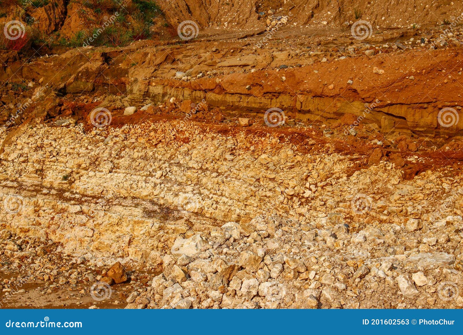 Fractured Limestone Layer Beneath Clay and Soil Stock Image - Image of ...