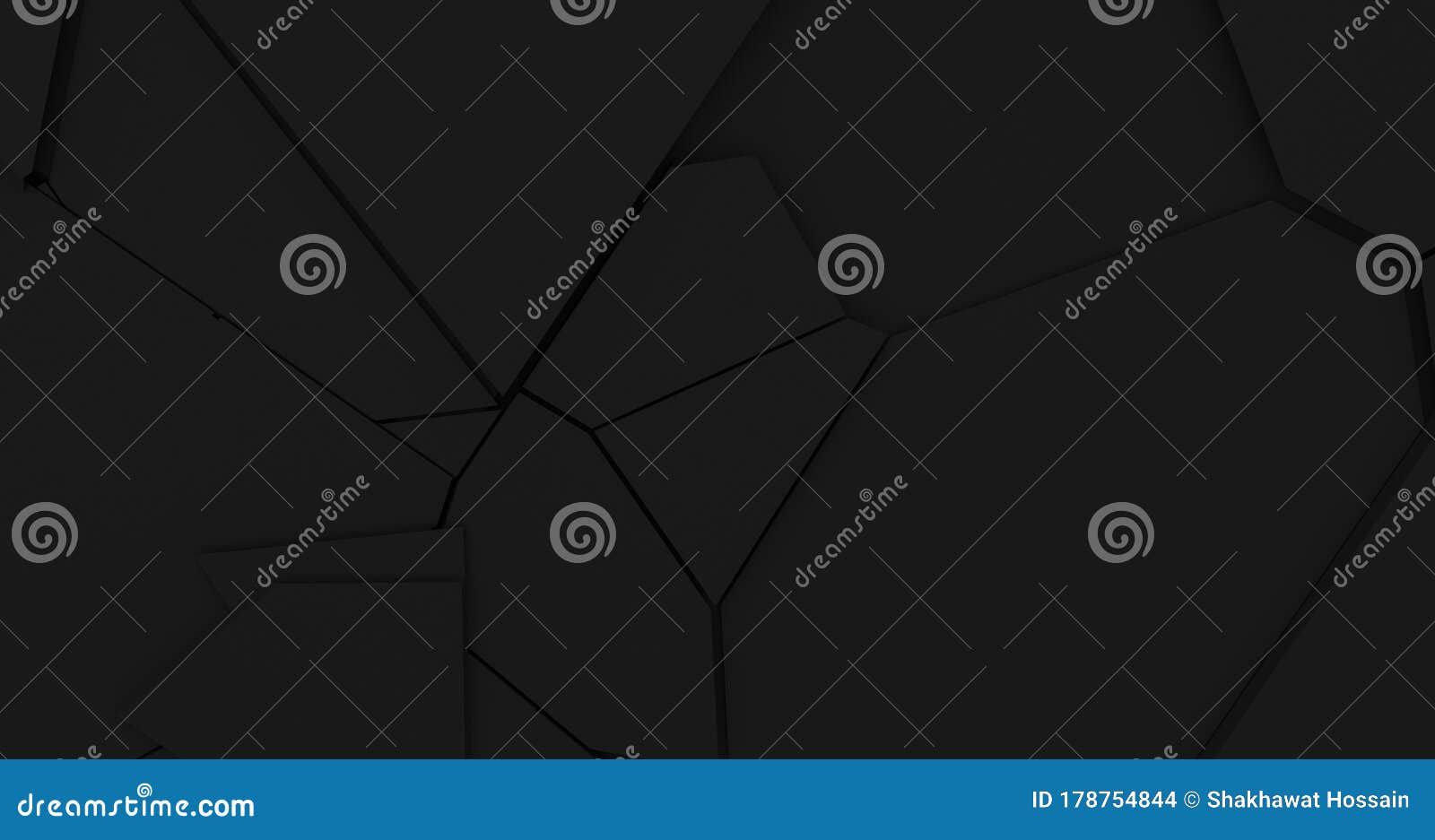 Fractured Matt Black Background - 3D Graphics Render Stock Illustration ...