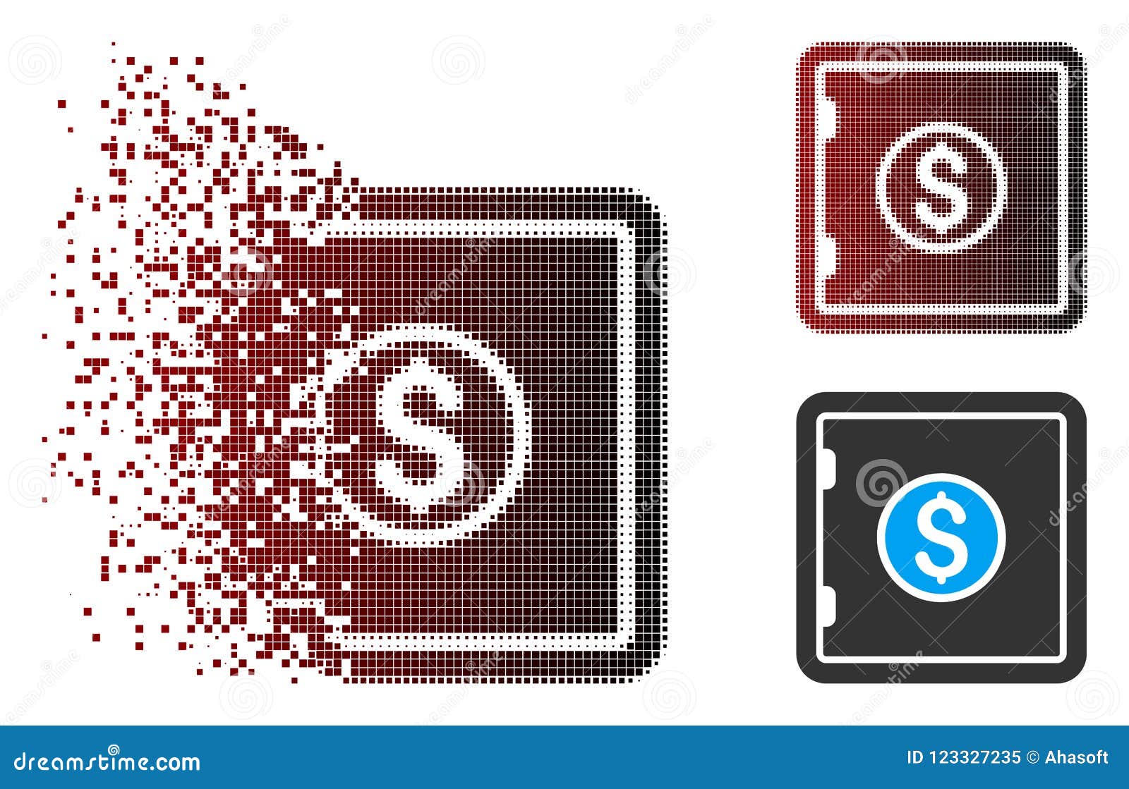 Fractured Pixel Halftone Banking Safe Icon Stock Vector - Illustration ...