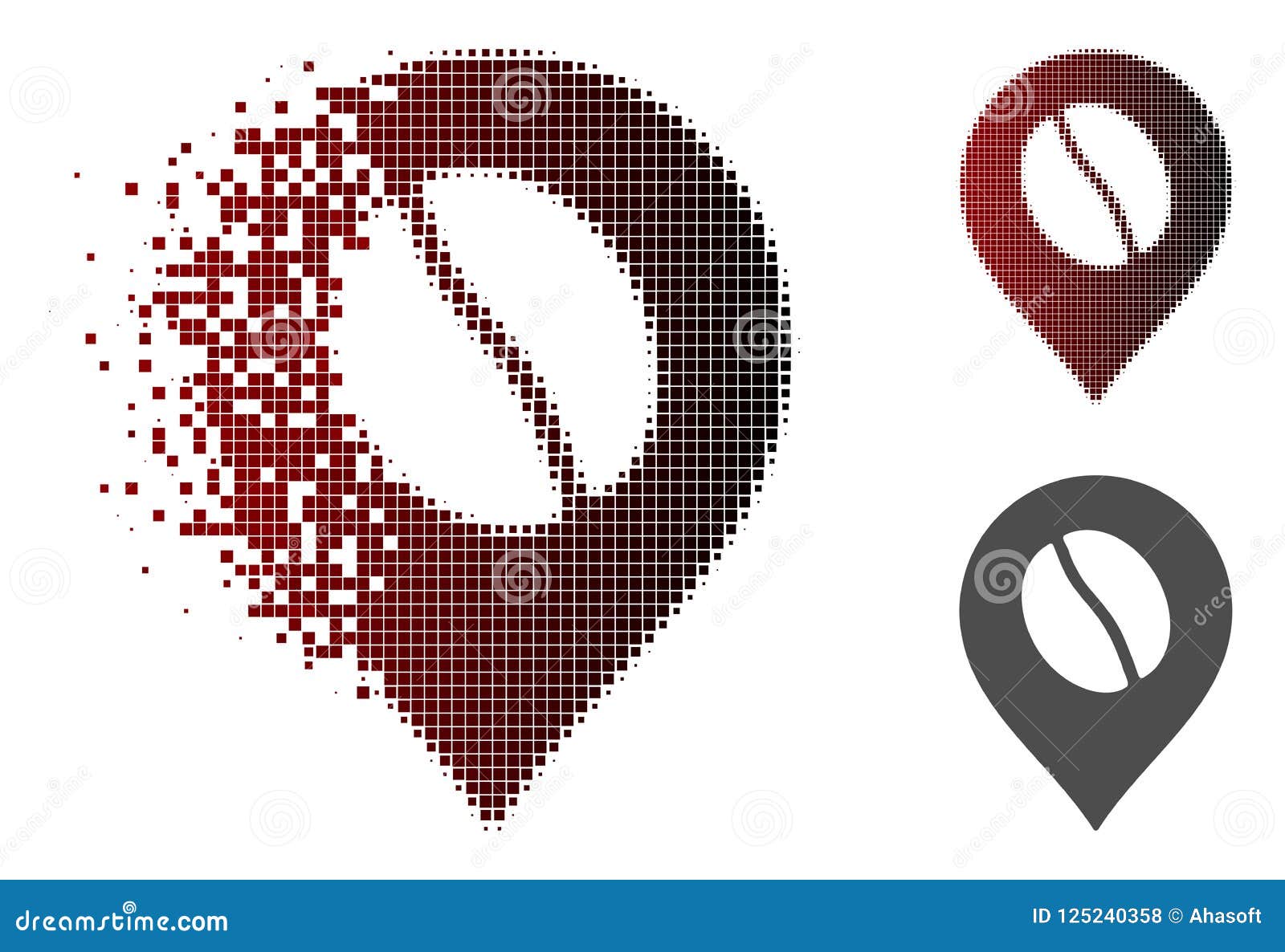 Fractured Pixel Halftone Coffee Bean Marker Icon Stock Vector ... Fractured Pixel Halftone Coffee Bean Marker Icon Stock Vector ...