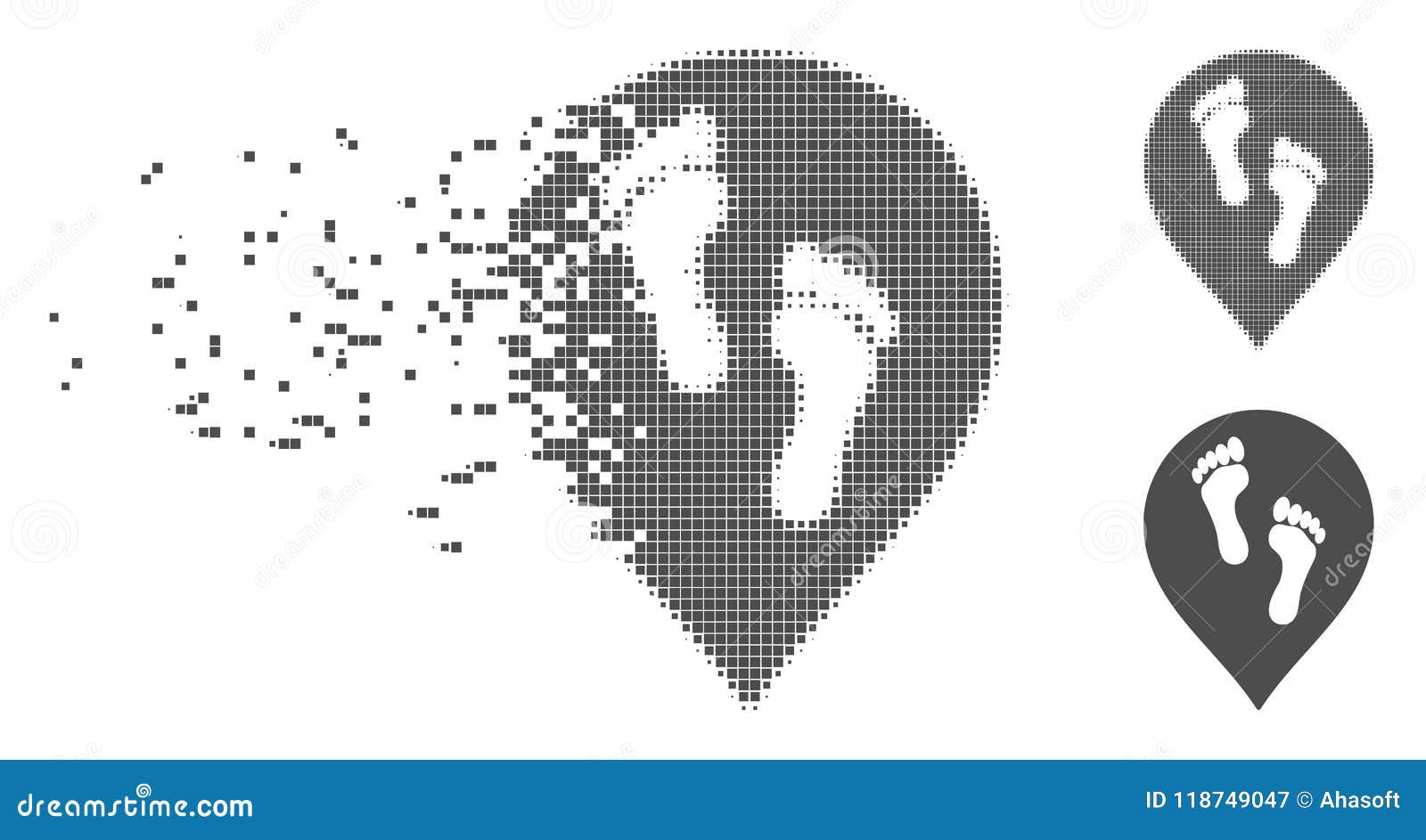 Fractured Pixel Halftone Footprints Map Marker Icon Stock Vector ... Fractured Pixel Halftone Footprints Map Marker Icon Stock Vector ...