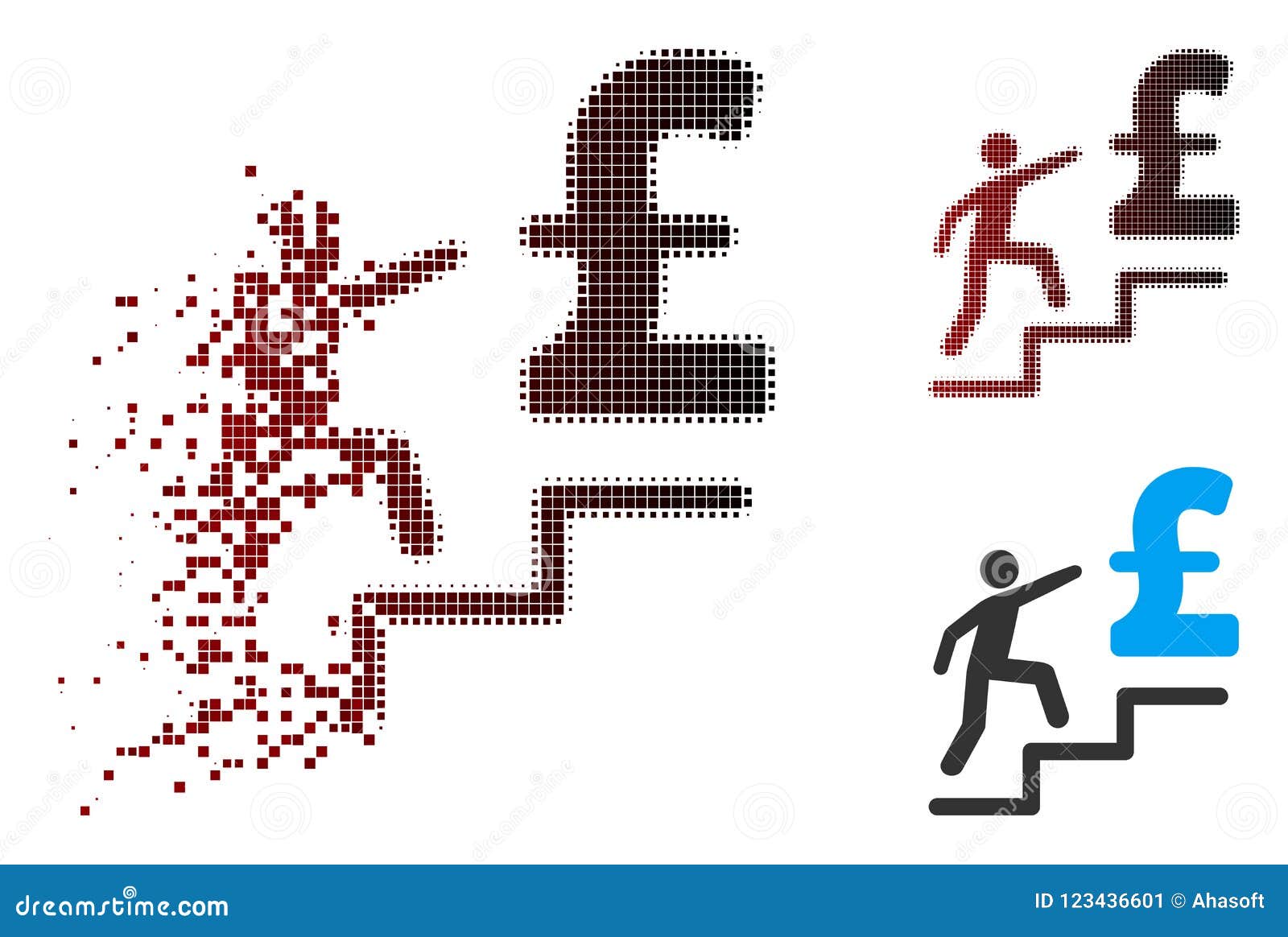 Fractured Pixel Halftone Pound Business Stairs Icon Stock Vector ... Fractured Pixel Halftone Pound Business Stairs Icon Stock Vector ...