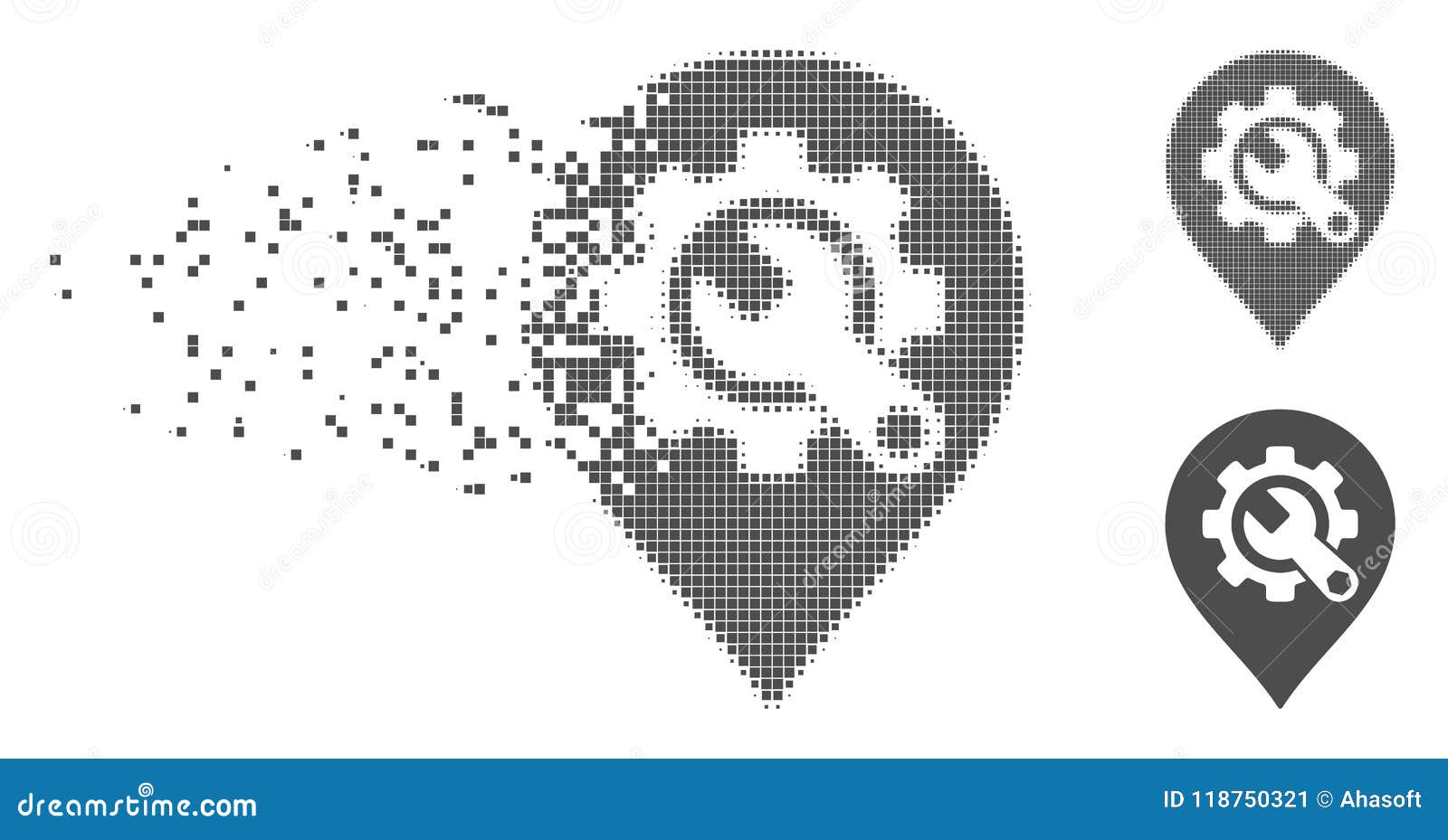 Fractured Pixel Halftone Service Tools Map Marker Icon Stock Vector ... Fractured Pixel Halftone Service Tools Map Marker Icon Stock Vector ...
