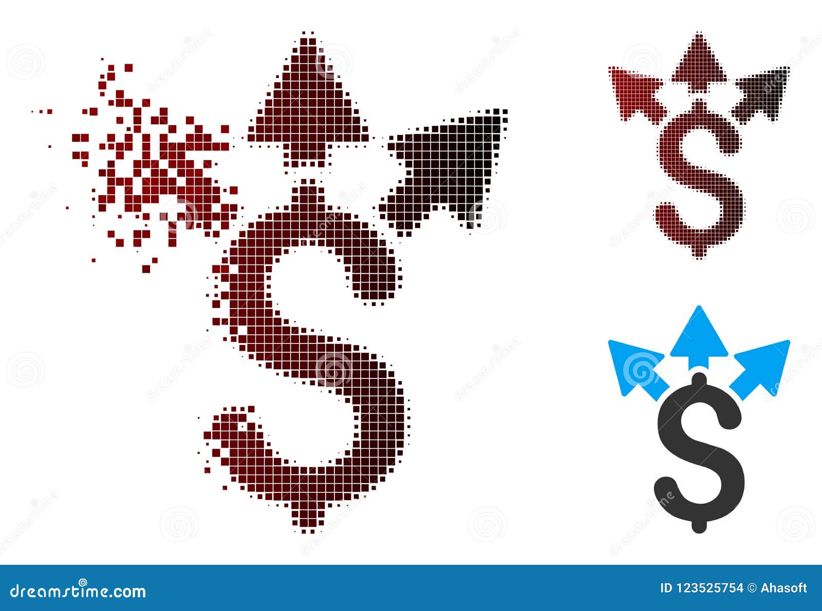 Fractured Pixel Halftone Split Payment Icon Stock Vector - Illustration ...
