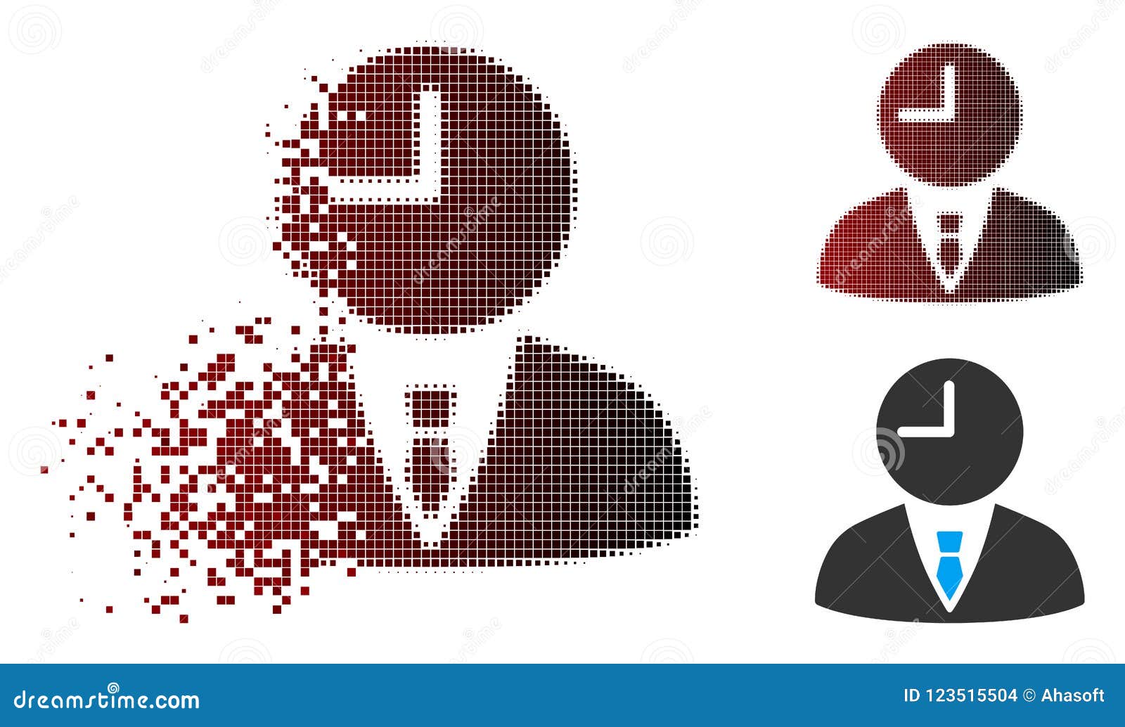 Fractured Pixel Halftone Time Manager Icon Stock Vector - Illustration ...