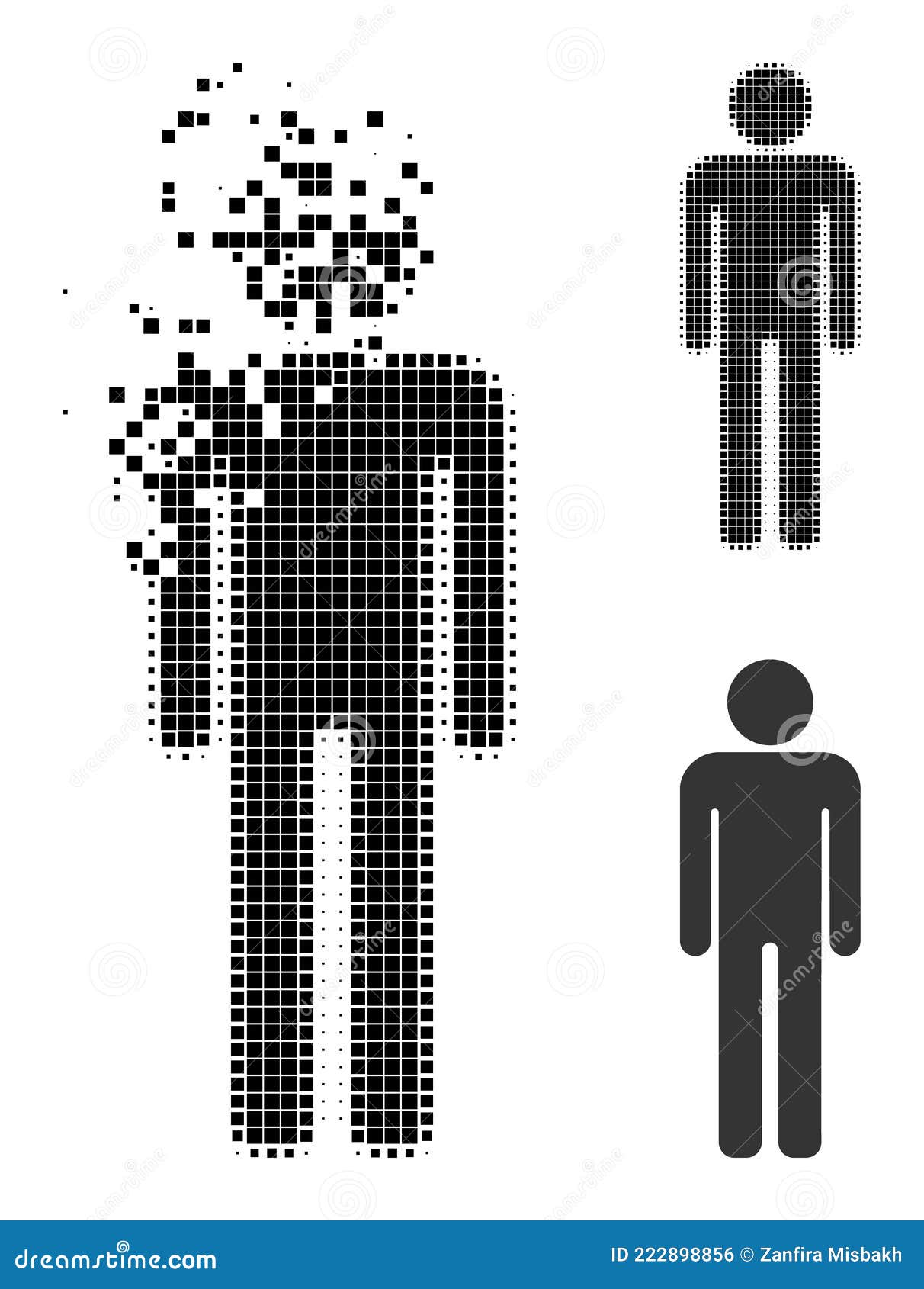 Fractured Pixel Man Figure Glyph with Halftone Version Stock Vector ... Fractured Pixel Man Figure Glyph with Halftone Version Stock Vector ...
