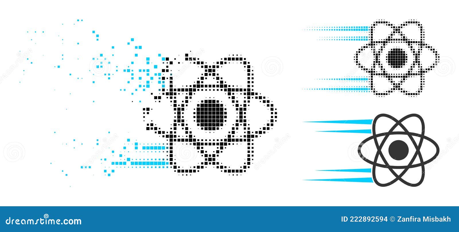 Atom Pixel Silhouette Icon. Electrons Revolve Around Proton In Orbits ...
