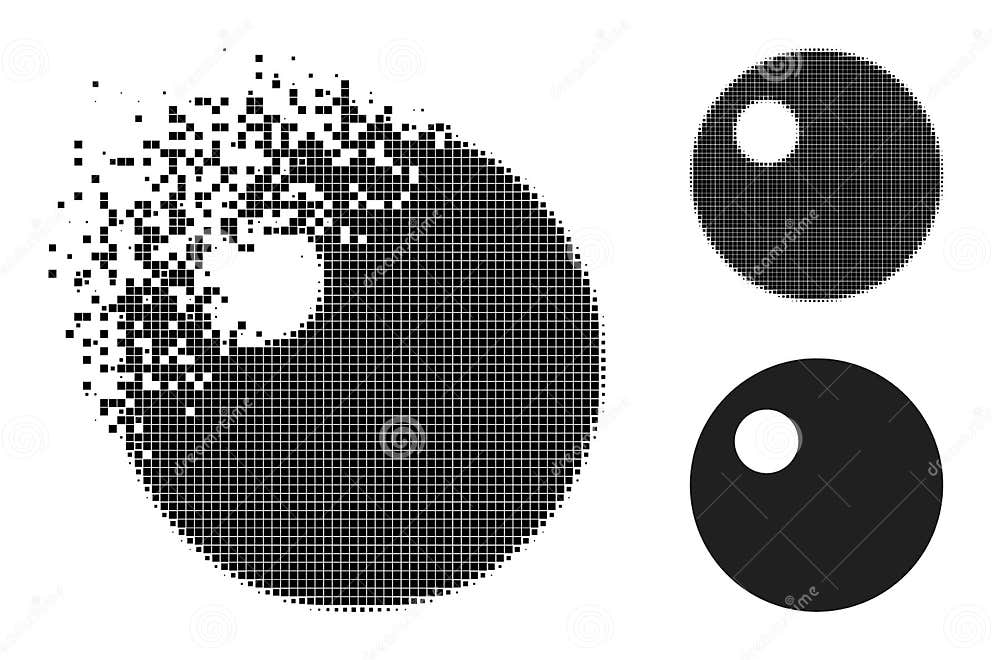 Fractured Pixel Sphere Glyph with Halftone Version Stock Vector ...