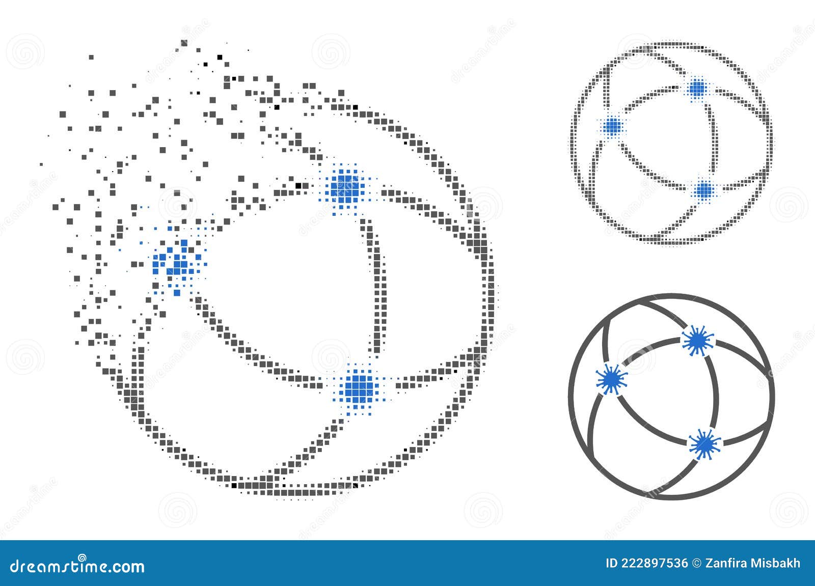 Fractured Pixel Virus Network Glyph with Halftone Version Stock Vector ...
