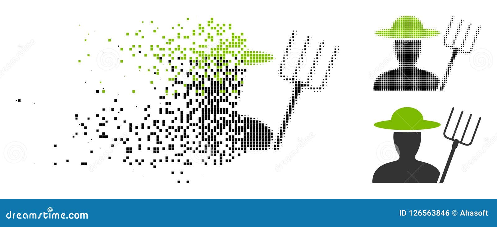 Fractured Pixelated Halftone Farmer with Pitchfork Icon Stock Vector ... Fractured Pixelated Halftone Farmer with Pitchfork Icon Stock Vector ...