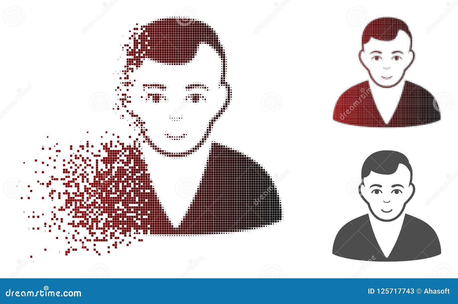 Fractured Pixelated Halftone Man Icon with Face Stock Vector ...