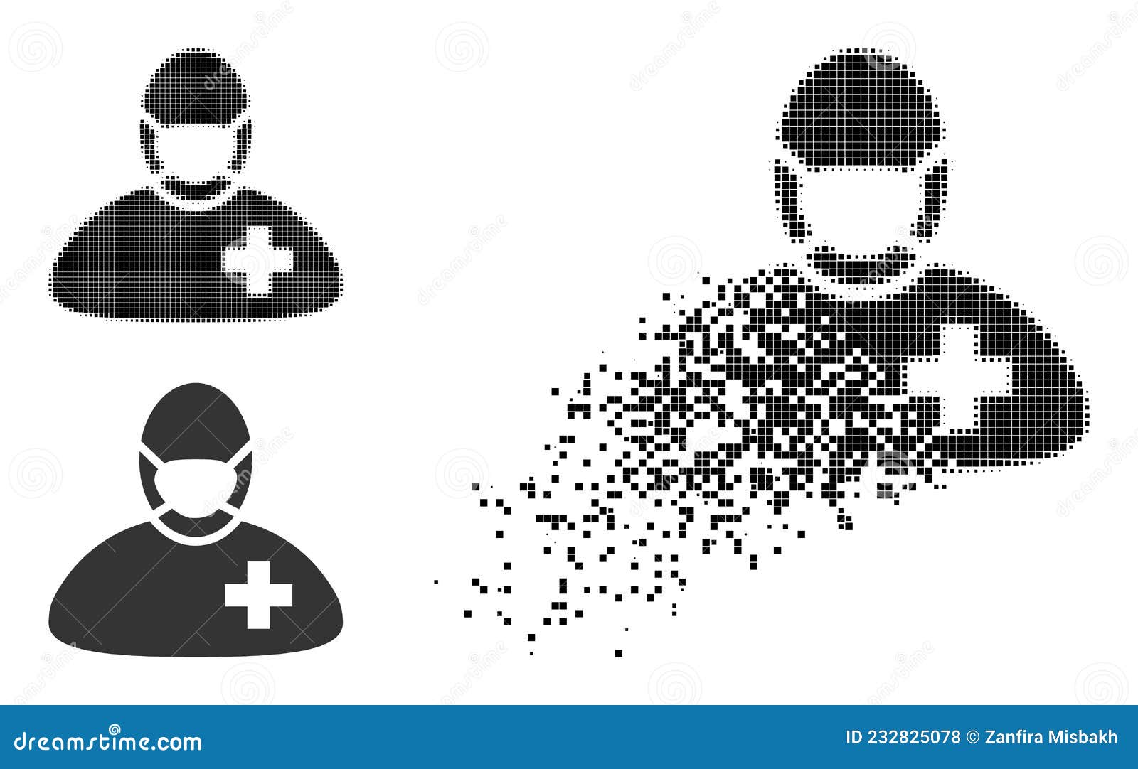 Dissolved Pixel Surgeon Doctor Glyph with Halftone Version Stock Vector ...