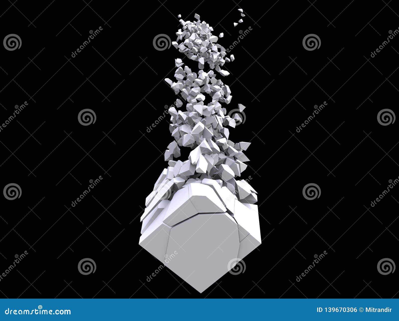 Fractured and Shattered White Cube Stock Illustration - Illustration of ...