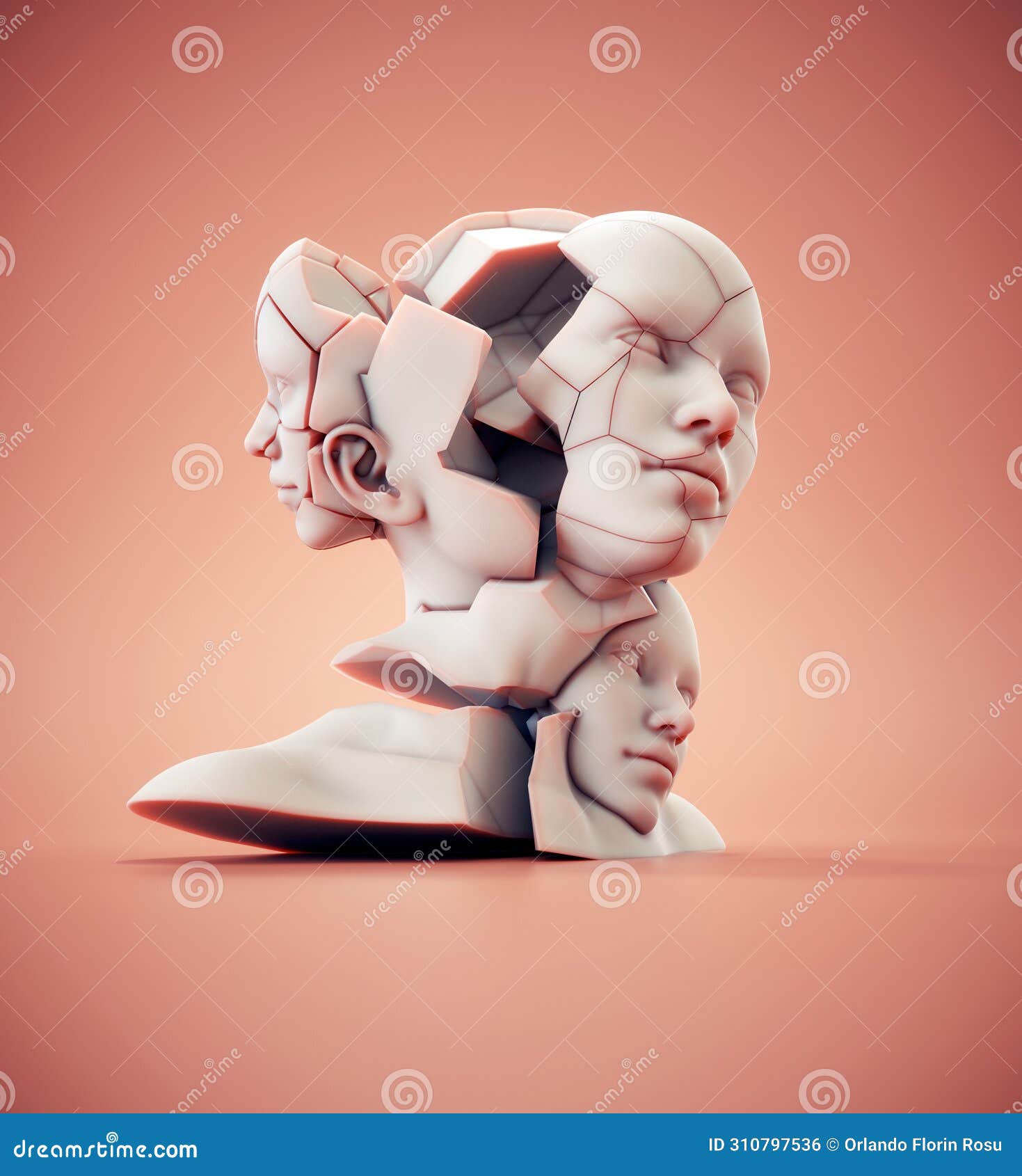 Fractured Woman Head. the Concept of Distributed Attention and Mental ...