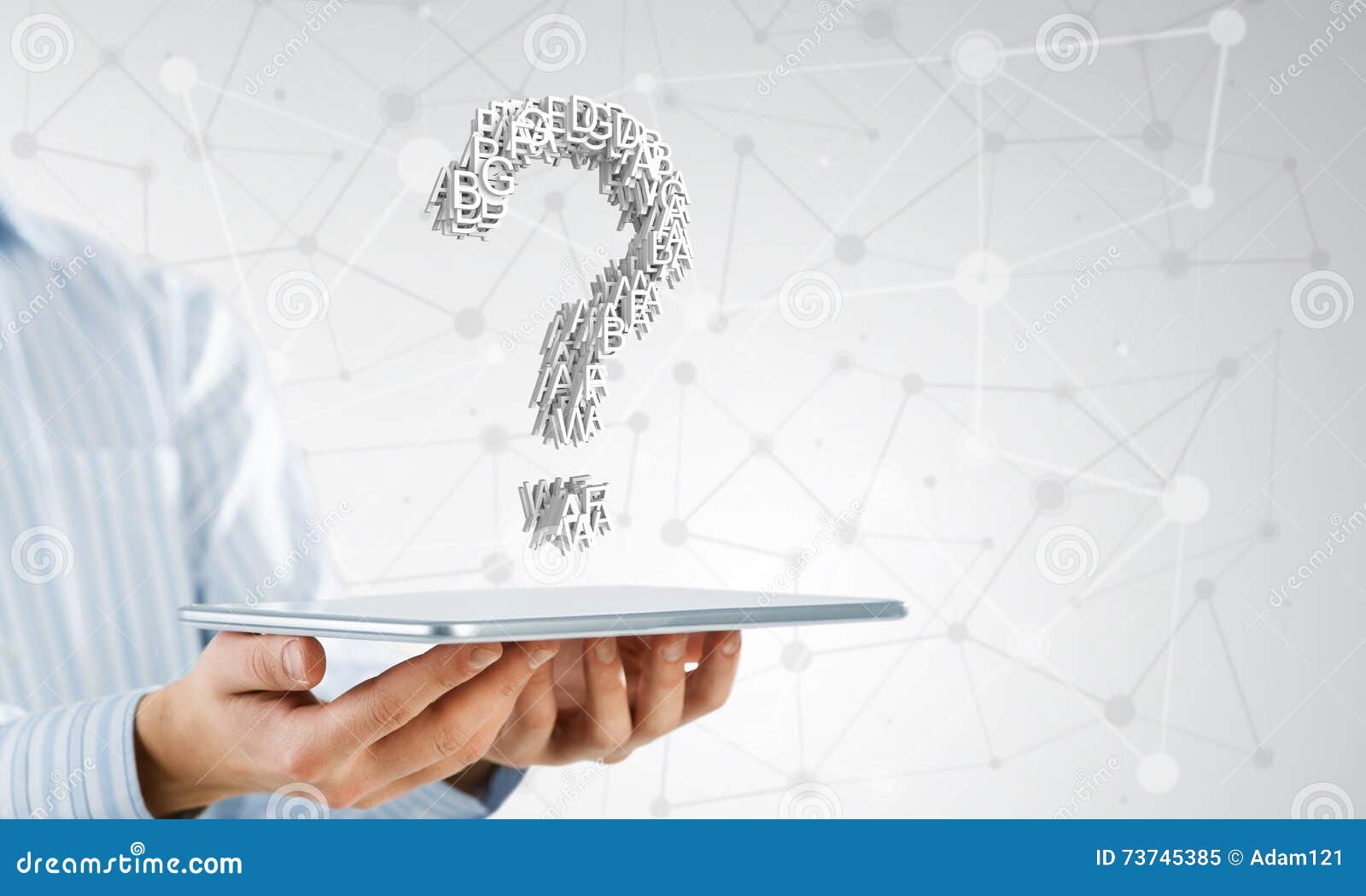 Fragezeichen Auf Tablettenschirm Stockbild - Bild von wolke, bedienung ...