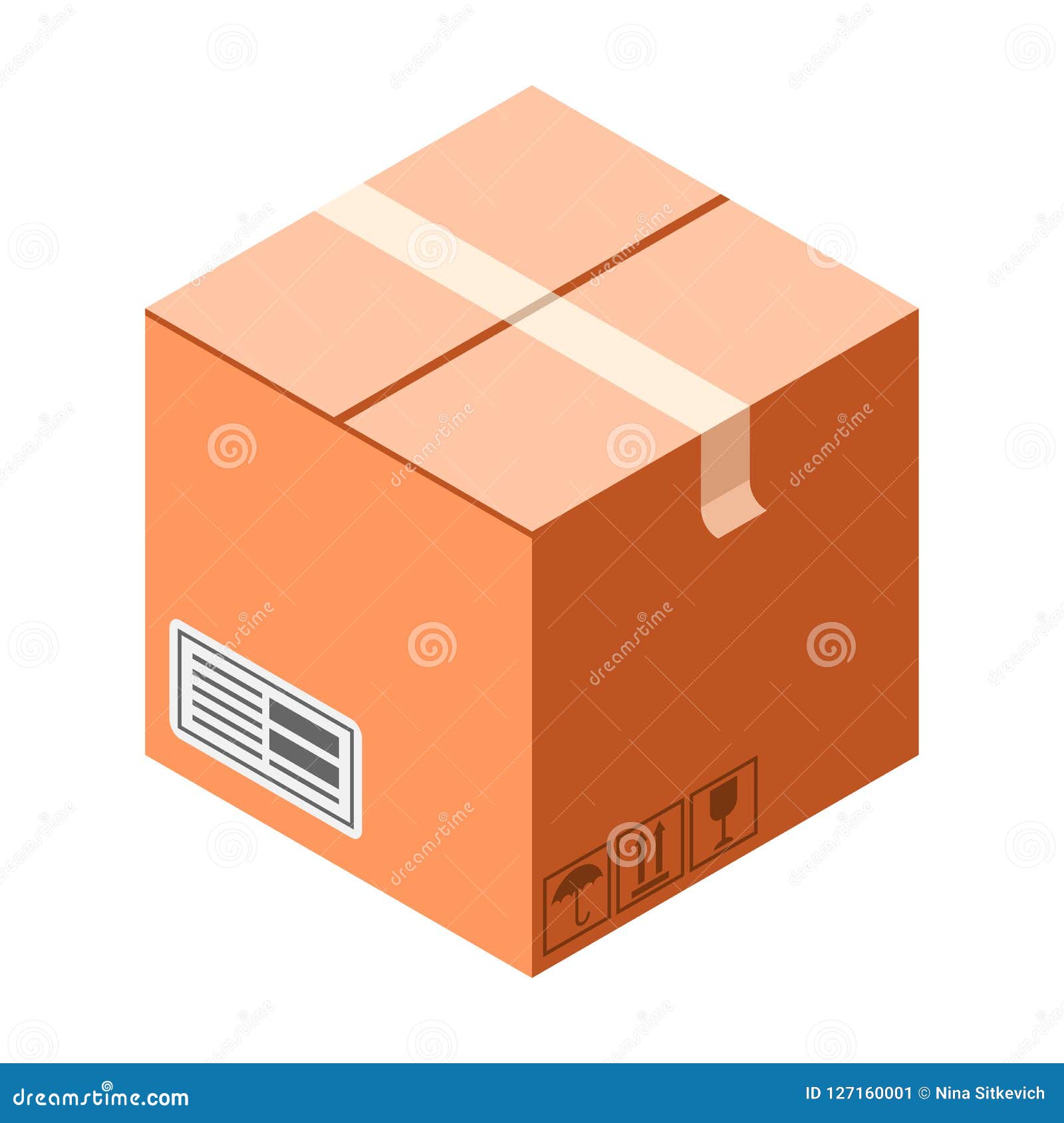 Fragile Cardboard Box Icon, Isometric Style Stock Vector - Illustration ...
