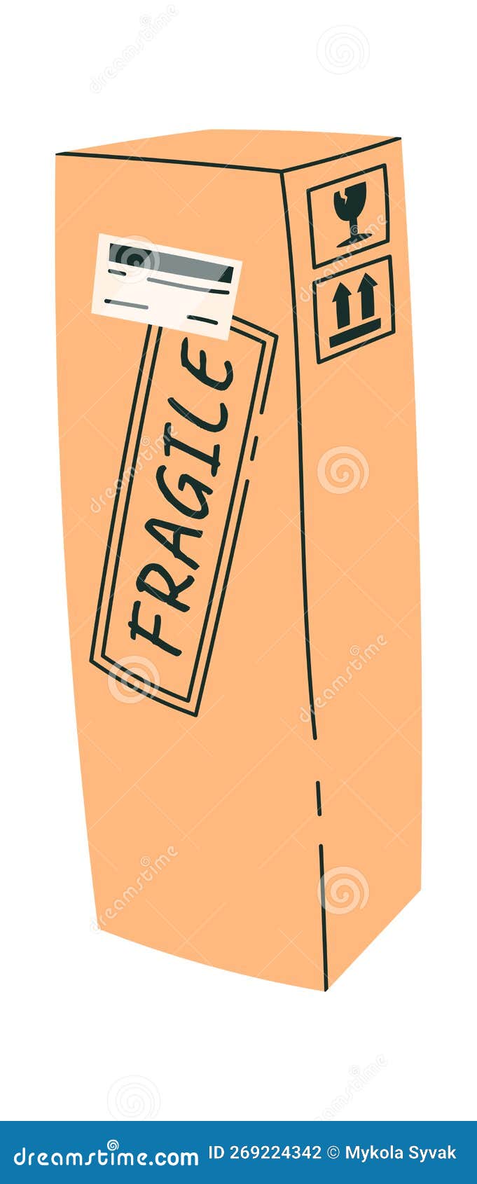 Fragile Cartoon Cardboard Box Flat Icon Stock Vector - Illustration of ...