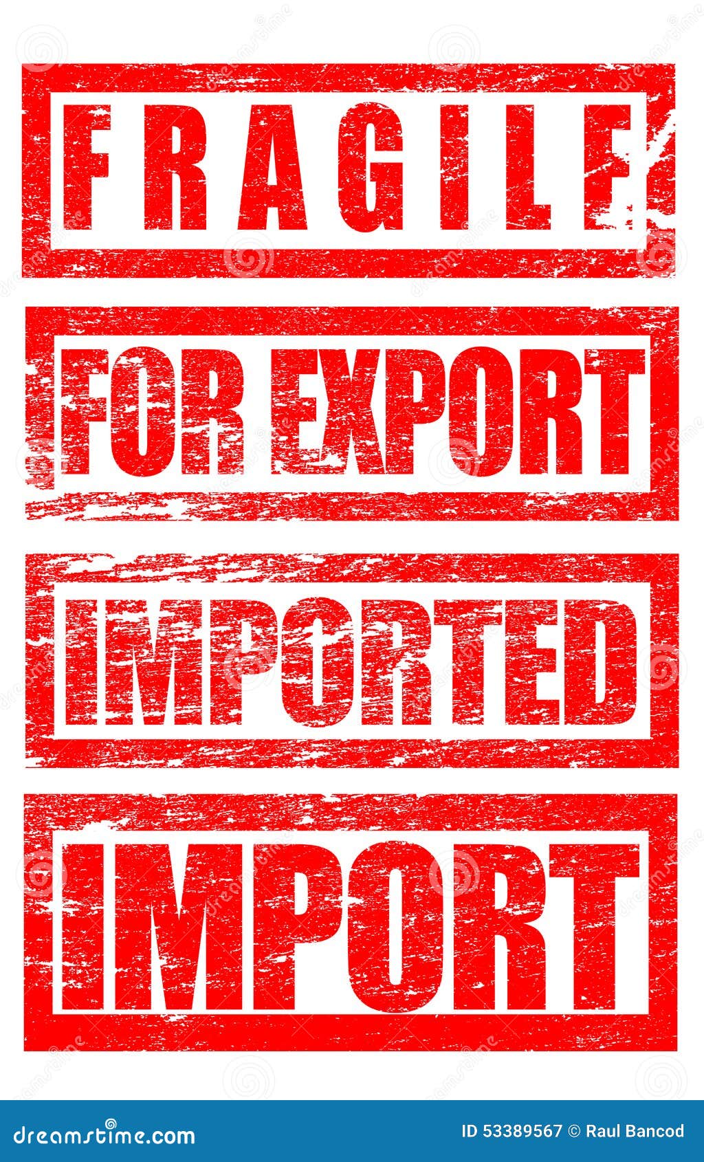 Fragile, for Export, Imported Rubber Stamp Marks Trade Terms Stock ...