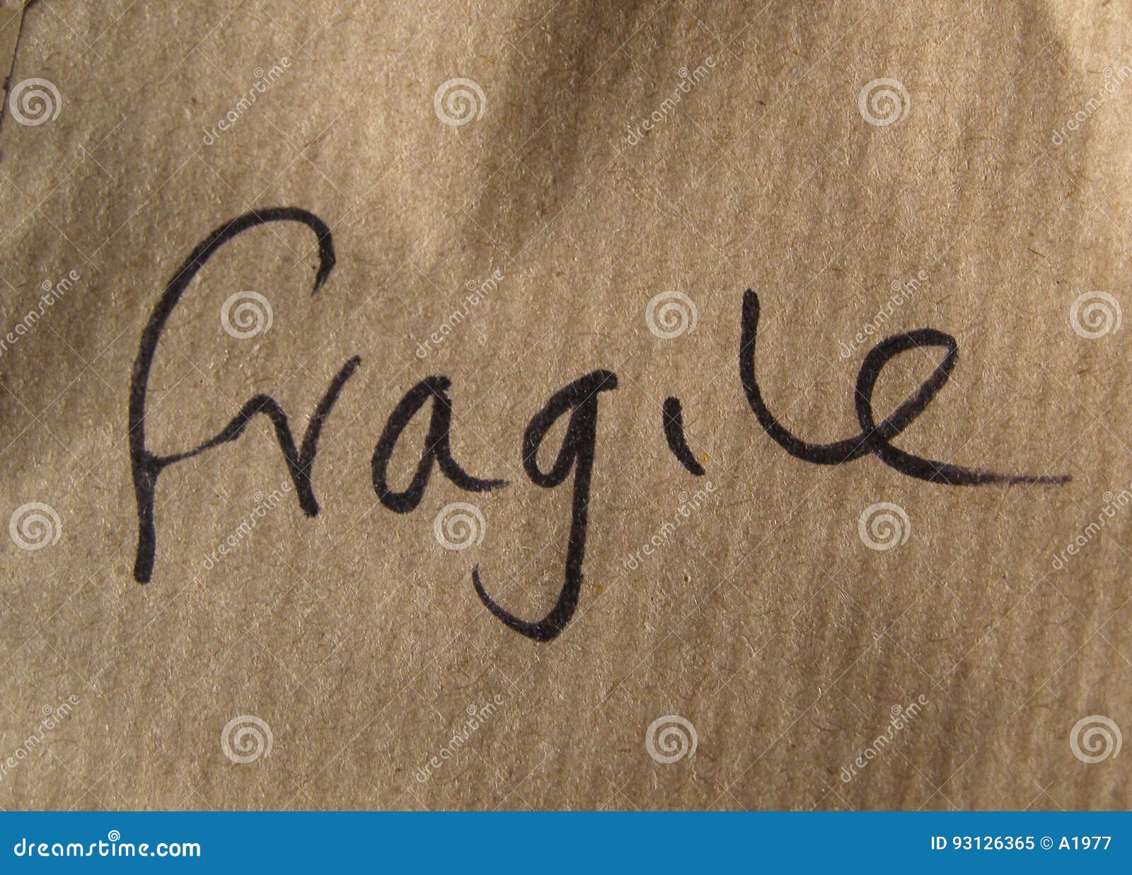 Fragile Handwritten on Paper Stock Image - Image of wrap, paper: 93126365