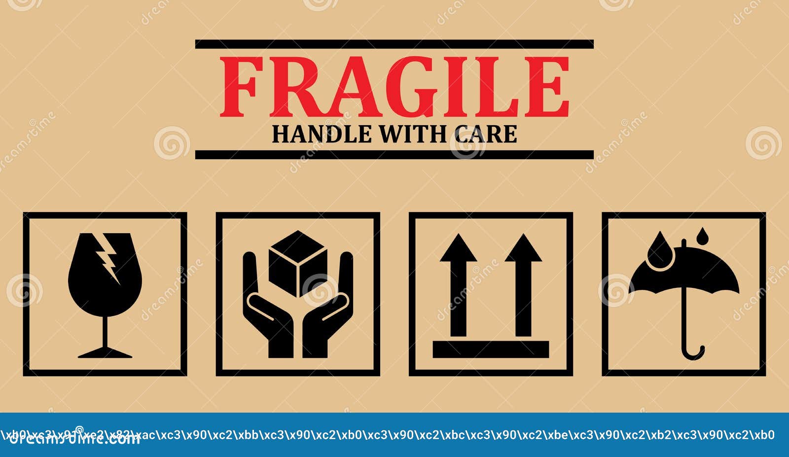 Fragile Icons. Set Of Packaging Symbols :this Side Up, Handle With Care ...