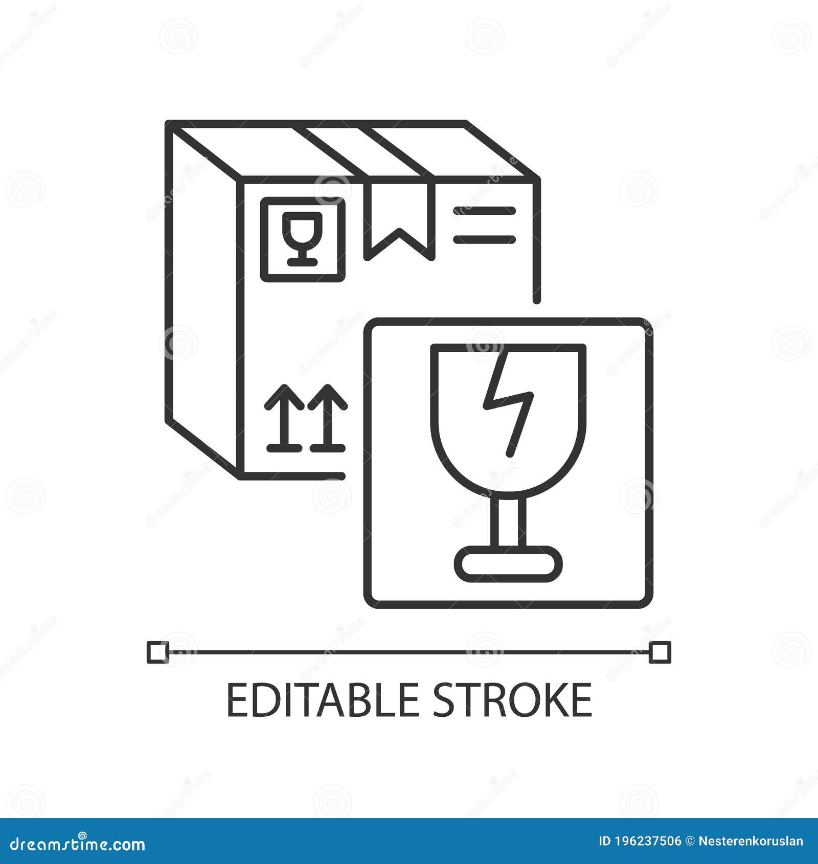 Fragile items linear icon stock vector. Illustration of mail - 196237506